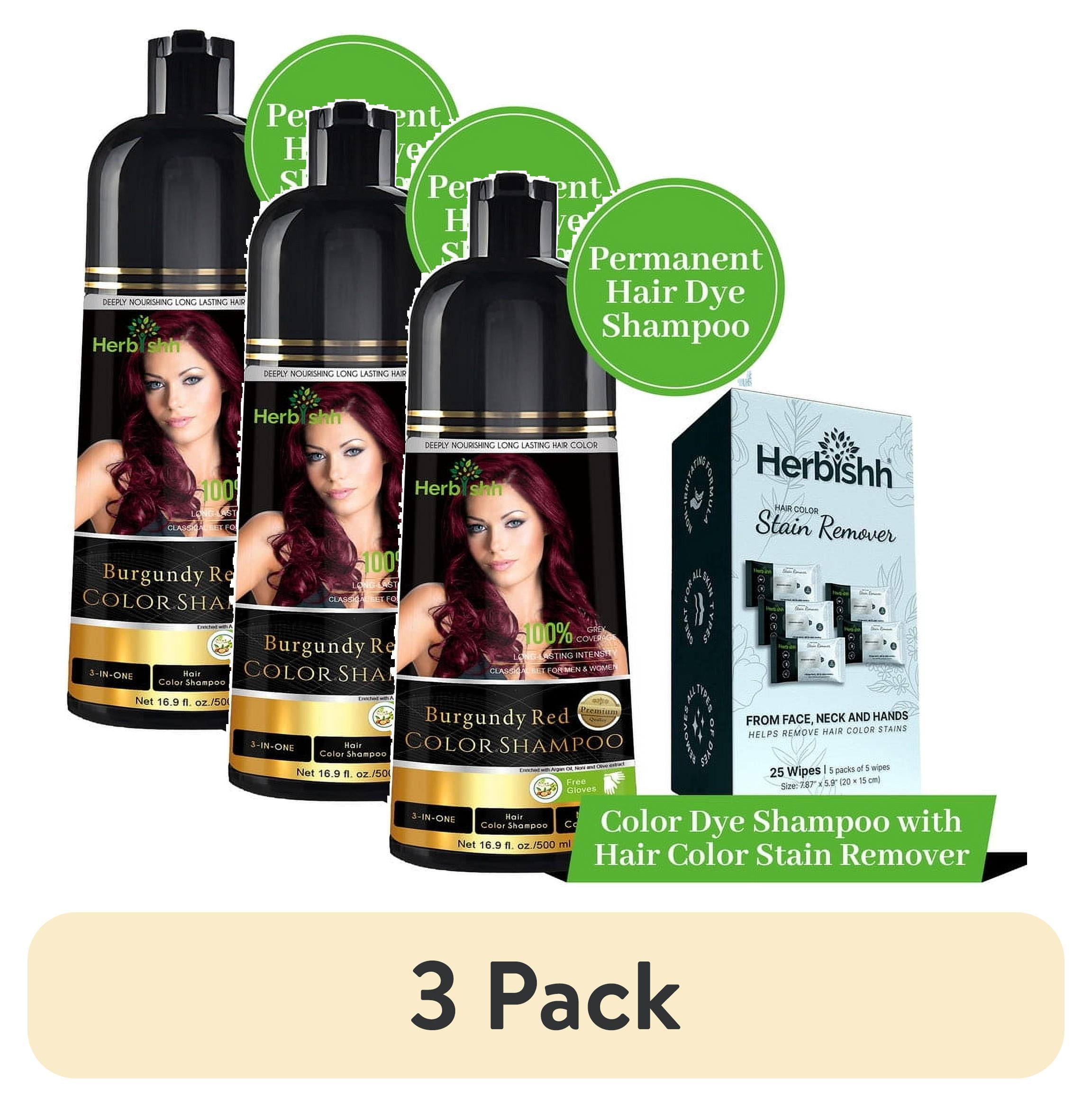(3 pack) Herbishh Hair Color Shampoo For Gray Hair – Burgundy Hair Dye ...