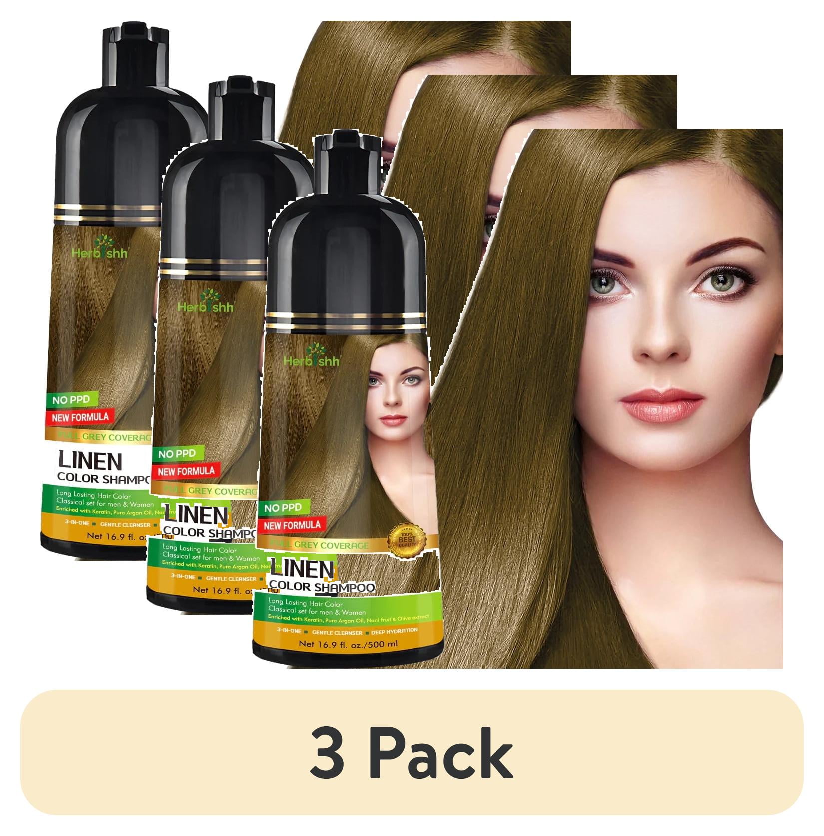 (3 pack) Herbishh Hair Color Shampoo for Gray Hair, Permanent, Men ...