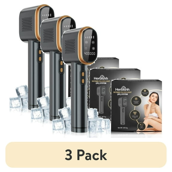 (3 pack) Herbishh IPL Black Hair Removal Device – Face & Body, 400,000 ...
