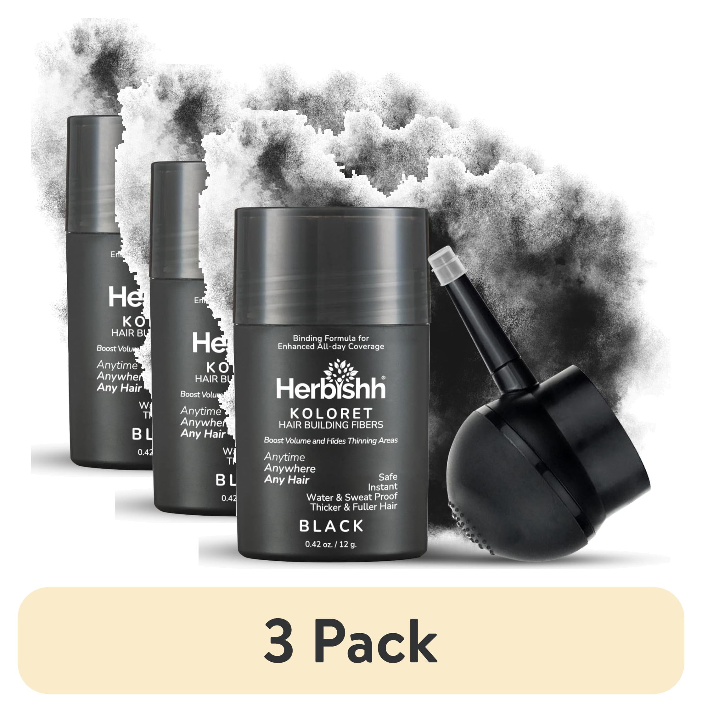 (3 pack) Herbishh Koloret Hair Building Fibers – Black Powder for Men ...