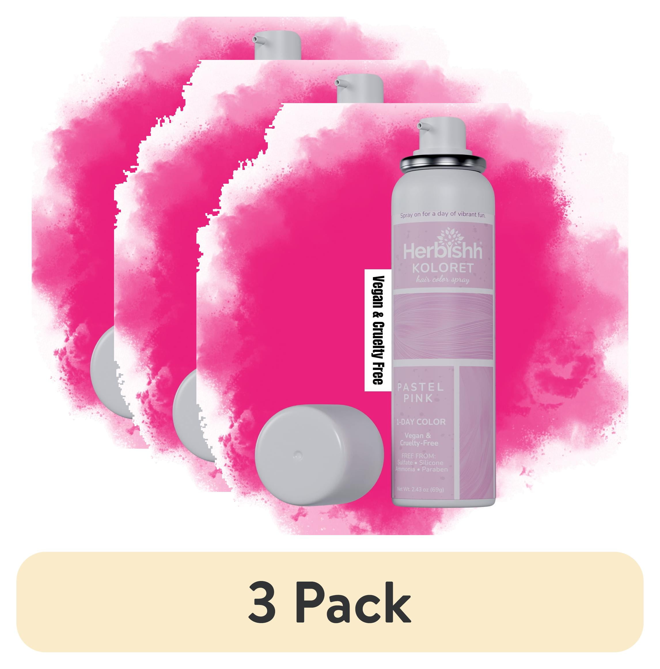 (3 pack) Herbishh Koloret Pastel Pink Hair Tint Spray (69g), Washable ...