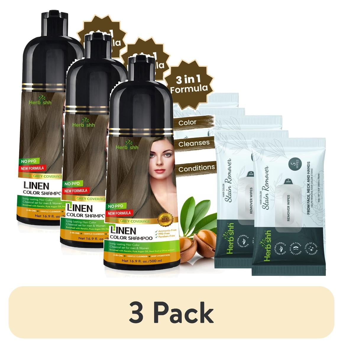 (3 pack) Herbishh Linen Hair Color Shampoo for Gray Hair with Pack 2 ...