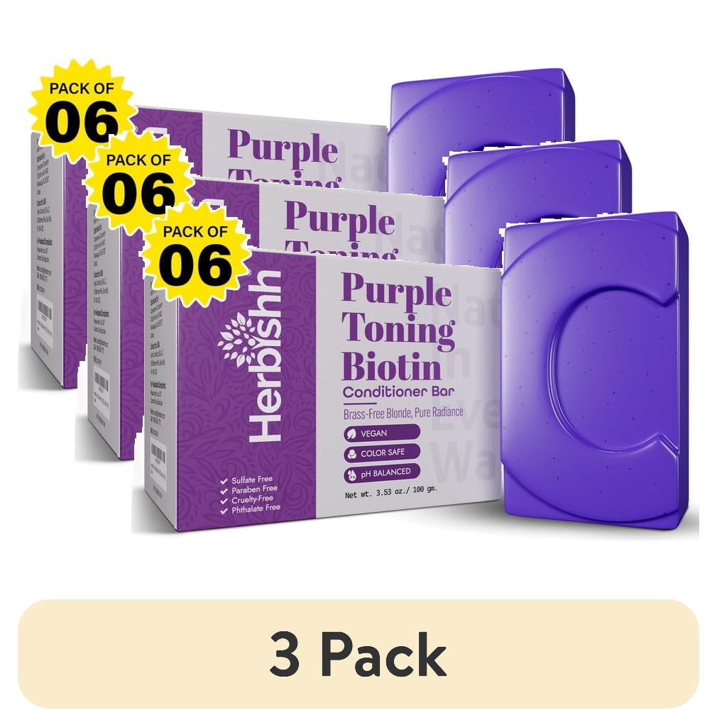 (3 pack) Herbishh Purple Toning Conditioner Bar Pack of 6 – Biotin ...