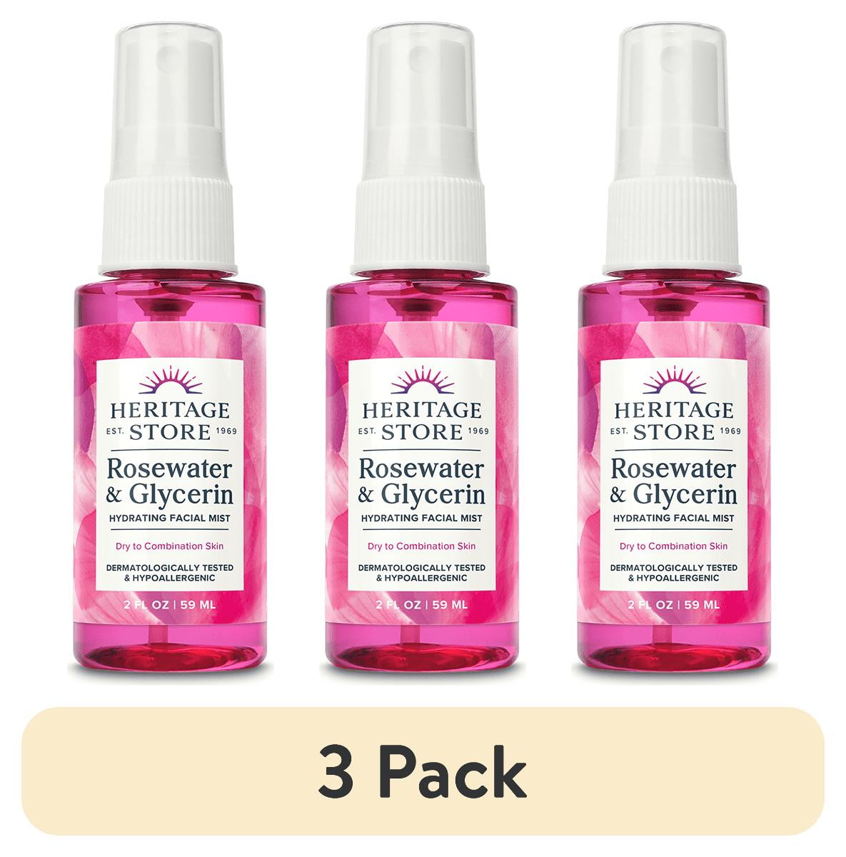 (3 pack) HERITAGE STORE Rosewater & Glycerin Hydrating Facial Mist ...