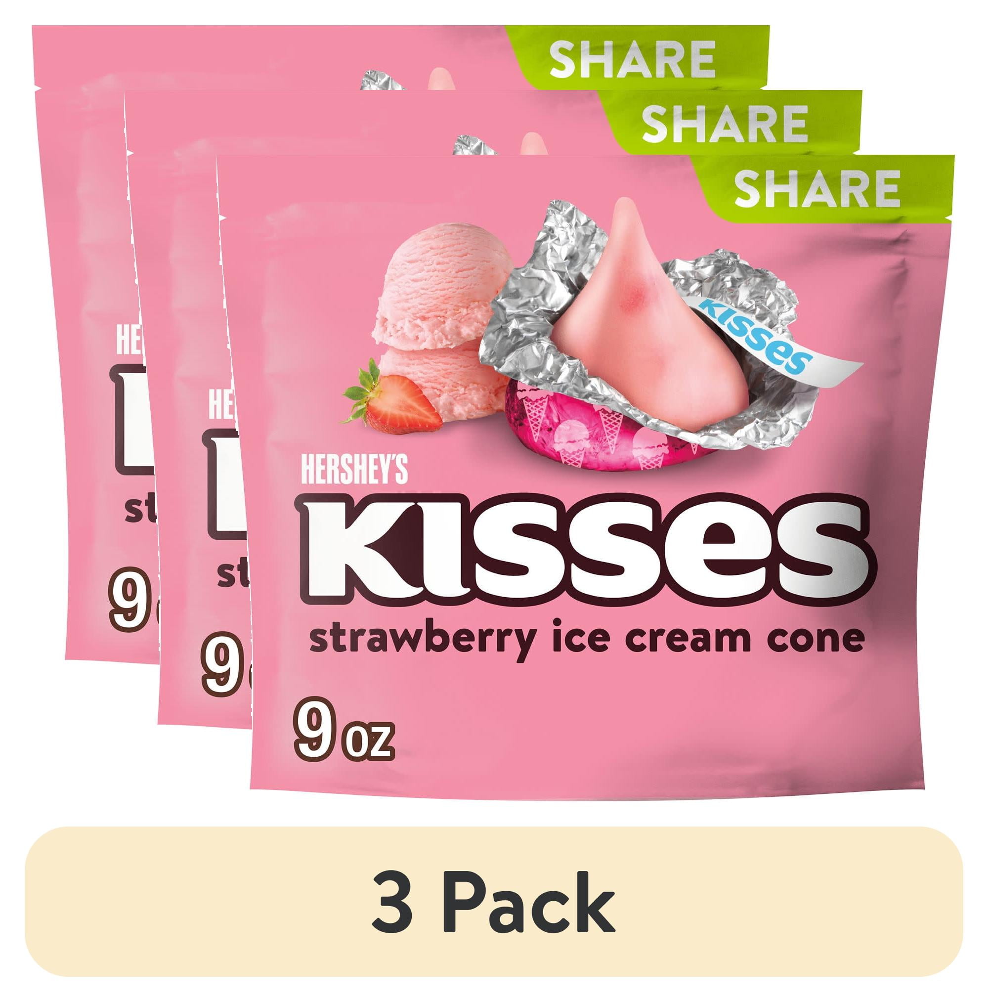 (3 pack) Hershey's Kisses Strawberry Ice Cream Cone Flavored Candy ...