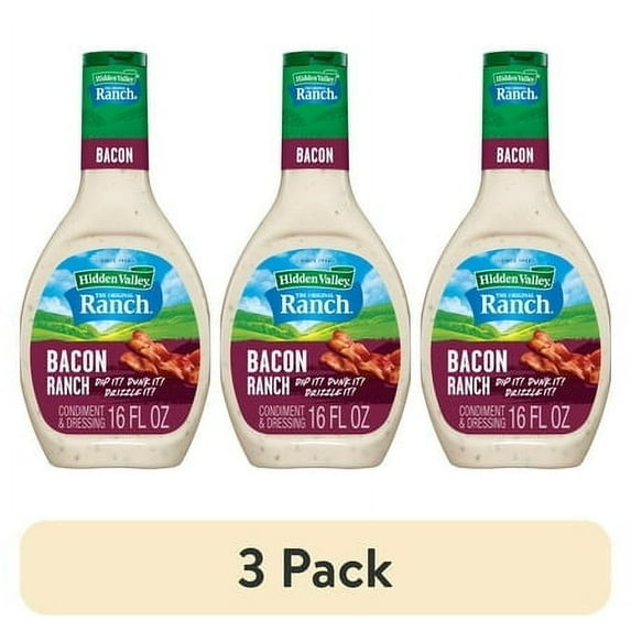 (3 pack) Hidden Valley Bacon Ranch Topping and Dressing, 16 fl oz Easy ...