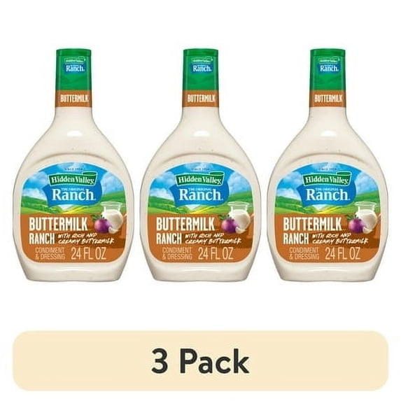 (3 pack) Hidden Valley Buttermilk Ranch Salad Dressing & Condiment, 24 ...