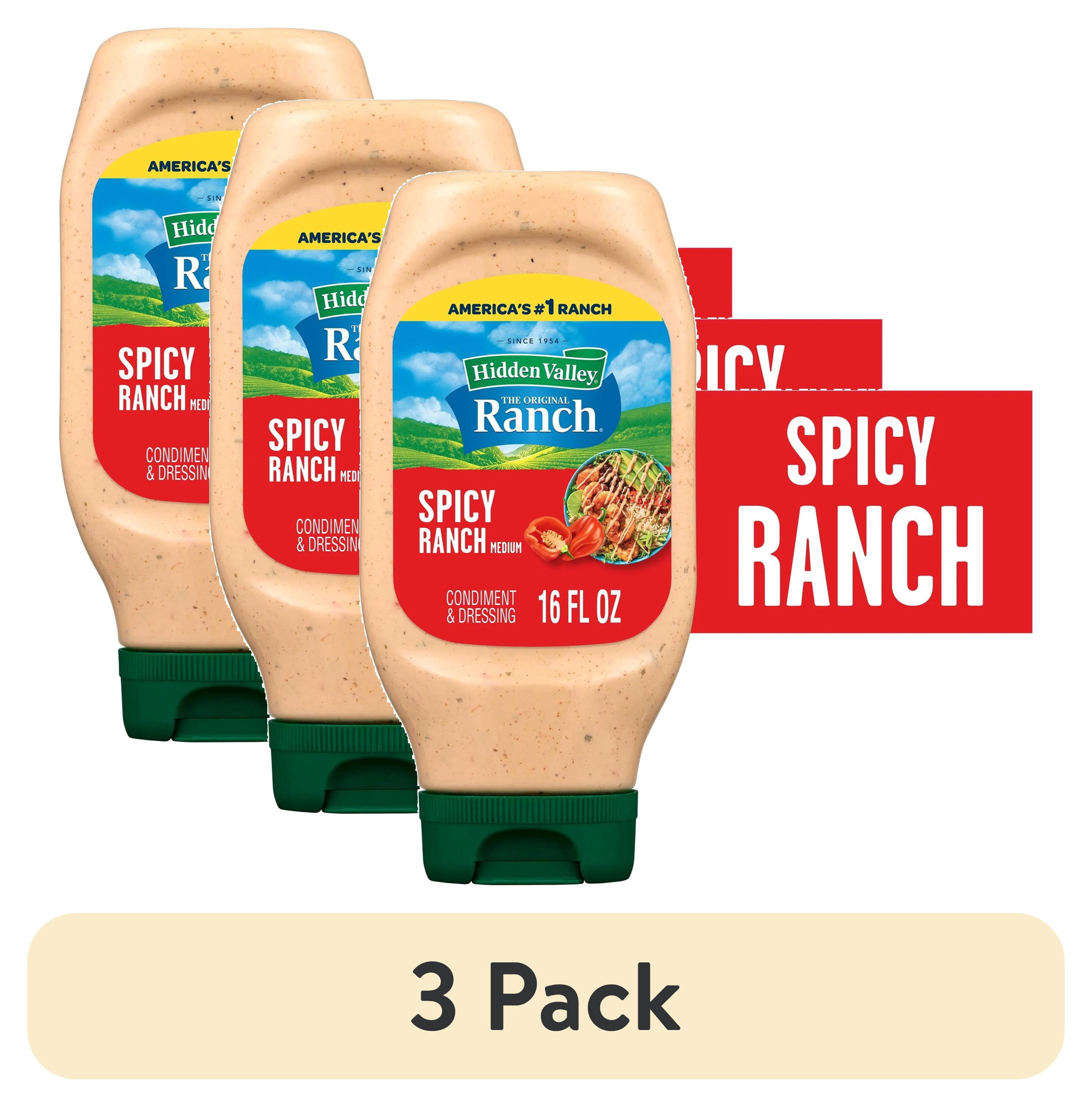 (3 pack) Hidden Valley Spicy Ranch Topping and Dressing, 16 fl oz ...