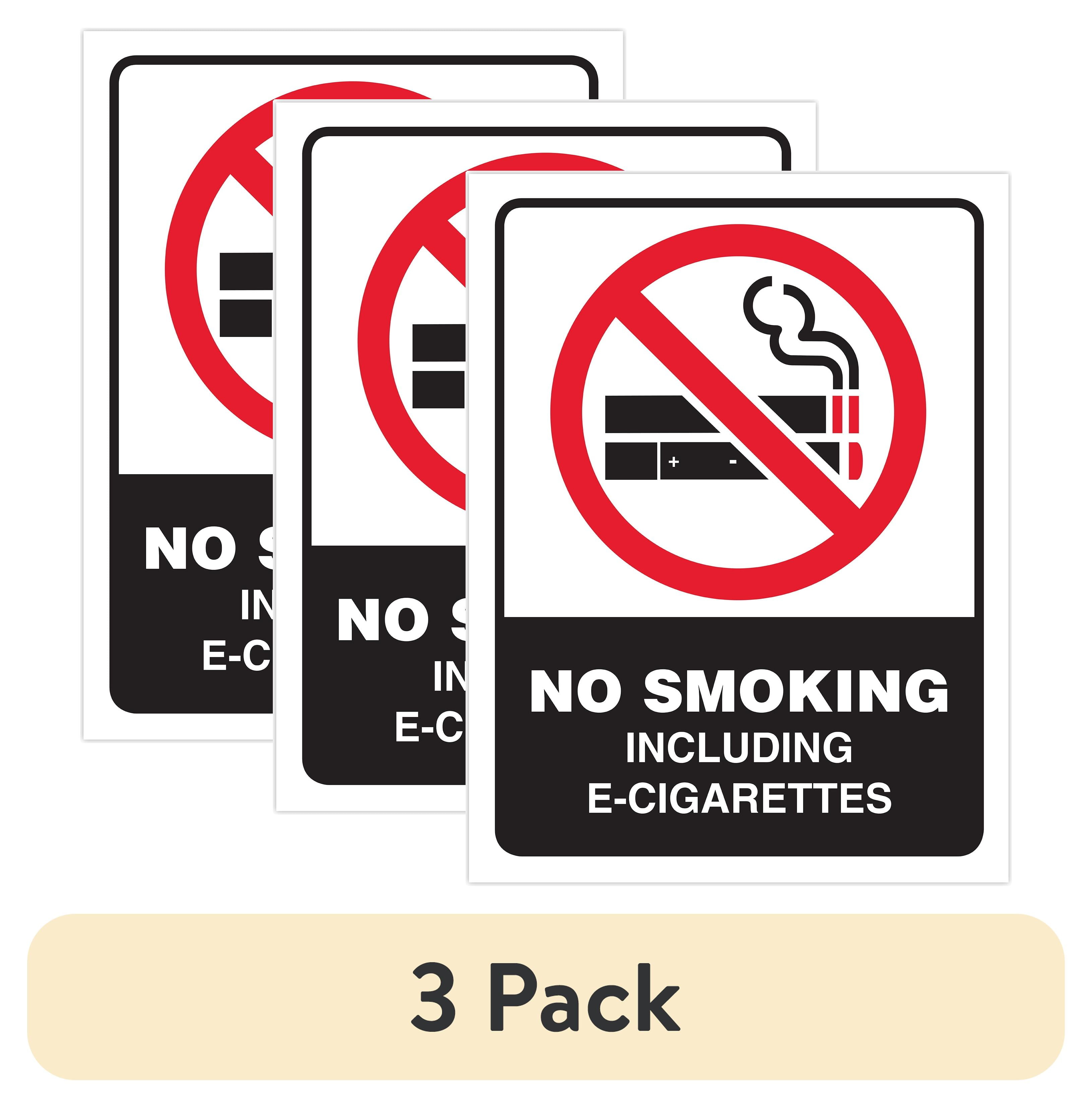 (3 pack) Hillman No Smoking or E-Cigs Sign with Symbol (4" x 6"), Vinyl ...