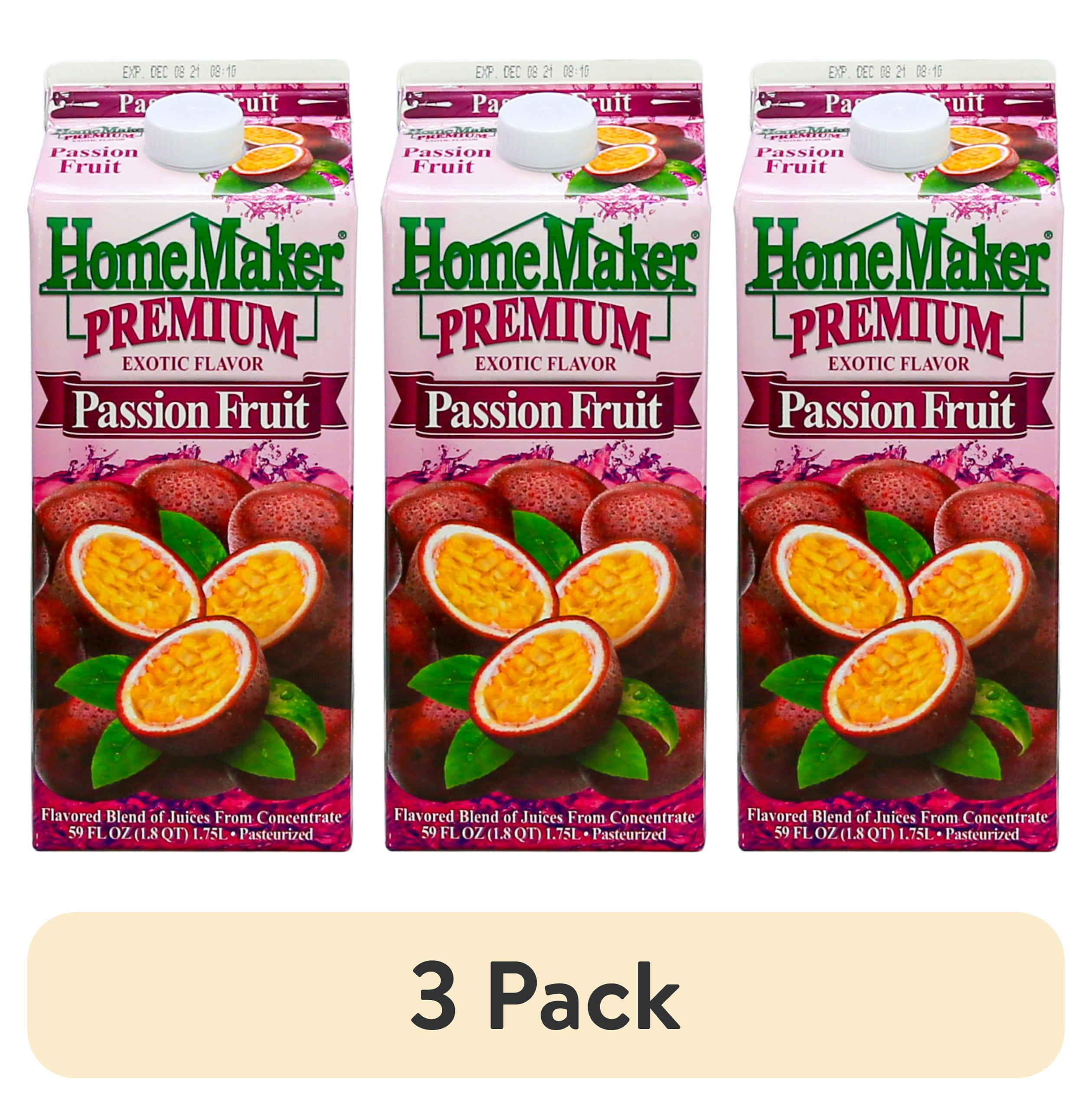 (3 pack) HomeMaker, Premium Exotic Flavor, Passion Fruit Juice, 59 fl ...