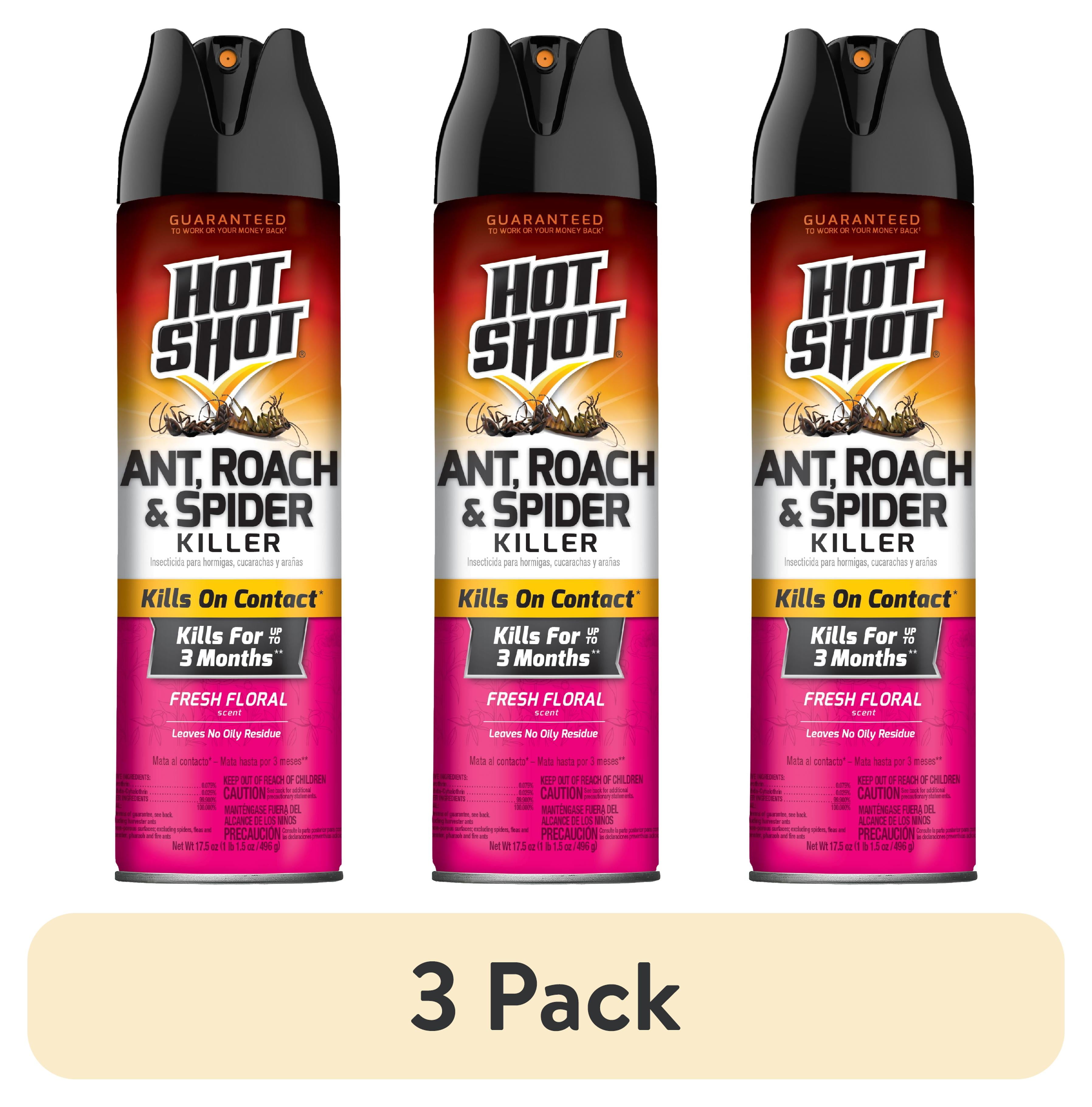 (3 pack) Hot Shot Ant, Roach & Spider Killer, Fresh Floral Scent ...