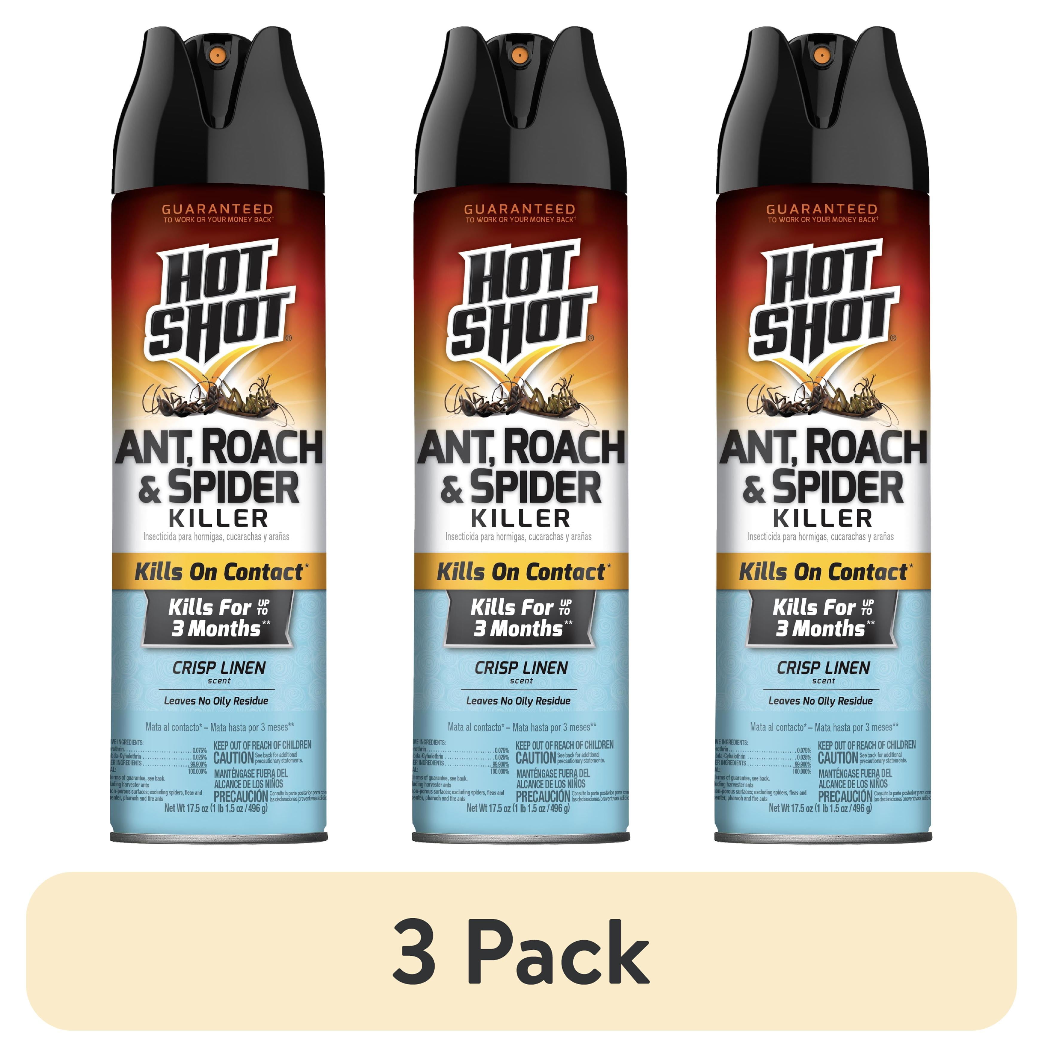 (3 pack) Hot Shot Ant, Roach and Spider Killer Aerosol, Crisp Linen ...