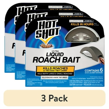 Hot Shot Ultra Liquid Roach Bait, Large & Small Roach Killer Stations ...
