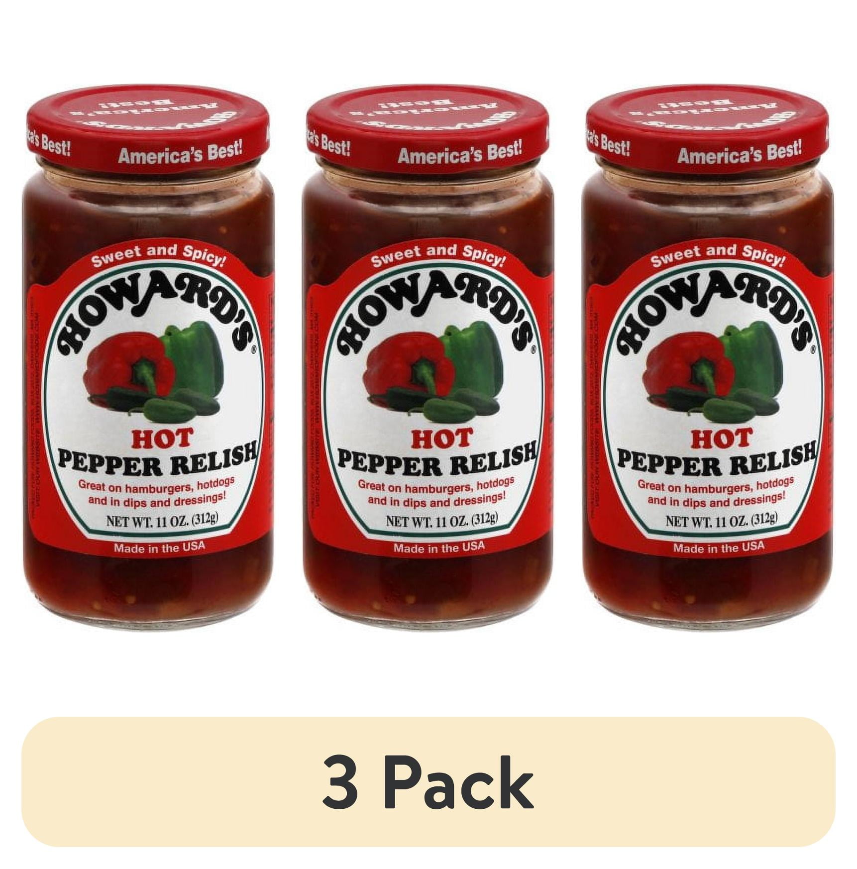 (3 pack) Howard Foods Hot Pepper Relish, 11 oz Jar – Spicy Sweet Relish ...