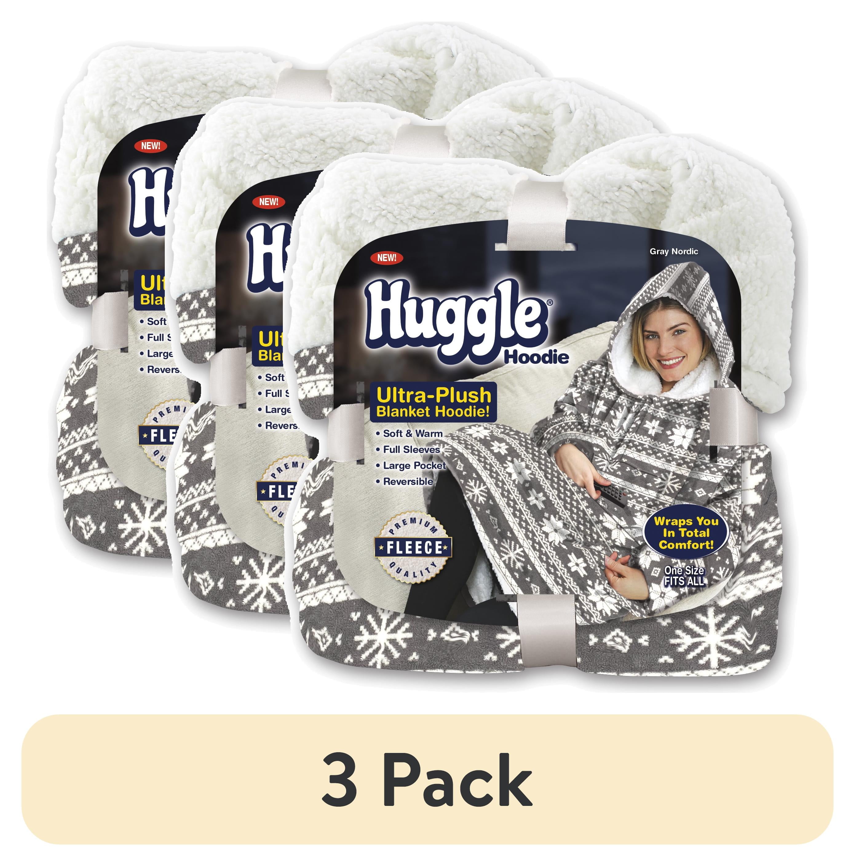 (3 pack) Huggle Blanket Hoodie, Ultra Plush Blanket, Wearable Blanket ...