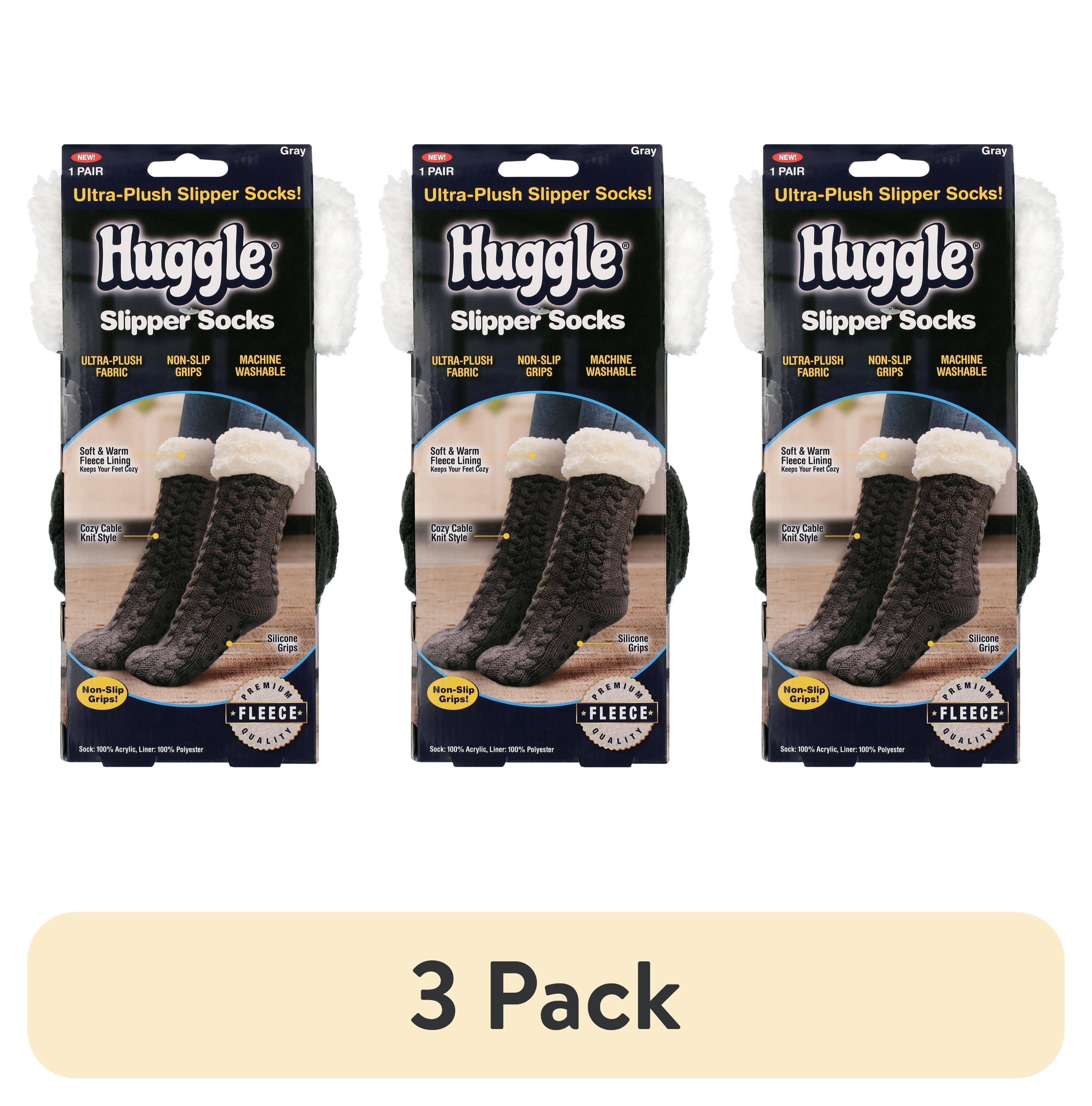 (3 pack) Huggle Slipper Socks, Ultra Plush Cable-Knit Non Slip Socks ...