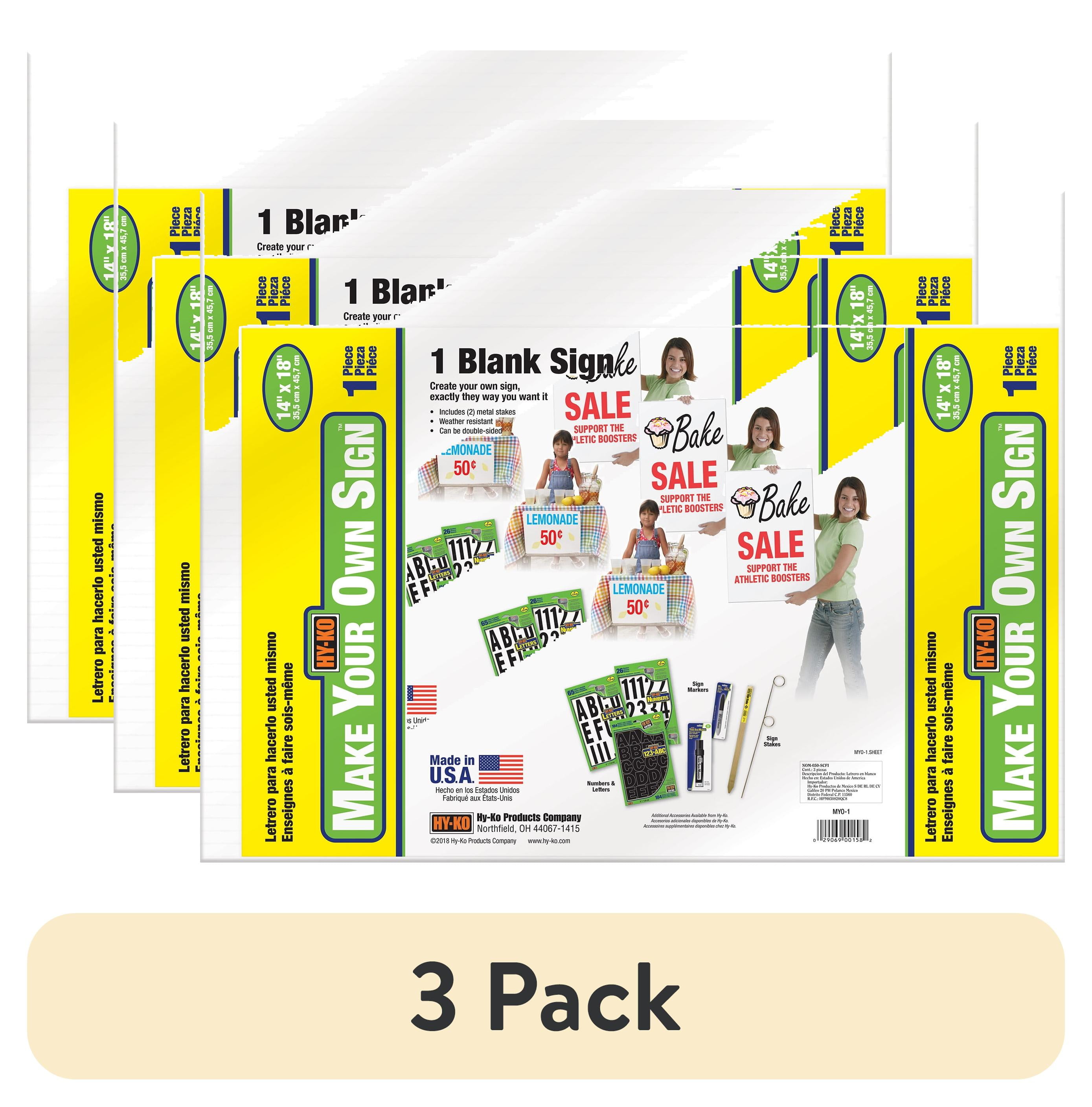 (3 pack) Hy-Ko White Make Your Own Sign Jumbo 14" x 18" - Walmart.com