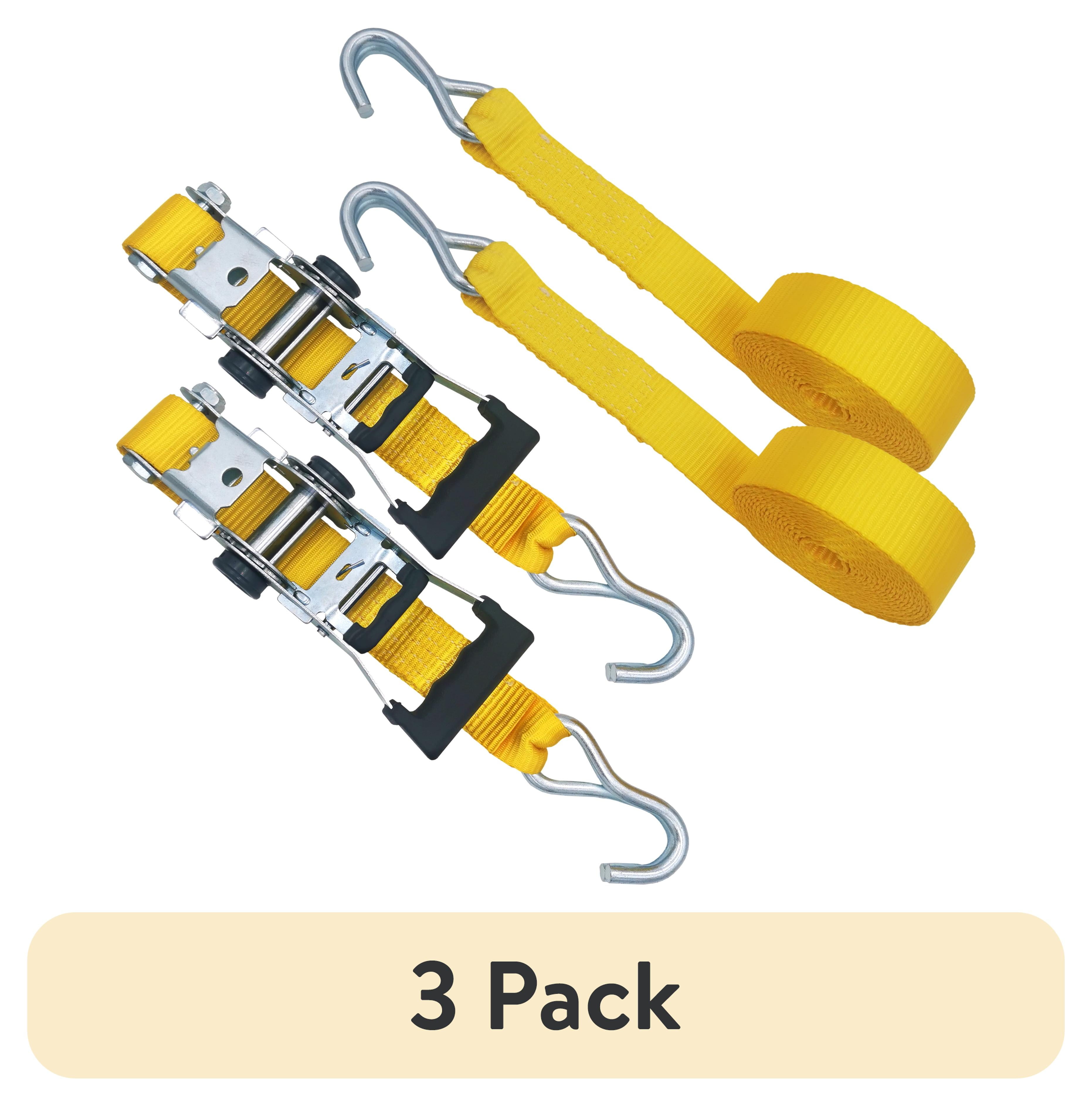 (3 pack) Hyper Tough 15 feet Steel Ratchet Tie-Down, 1666 lbs with S ...