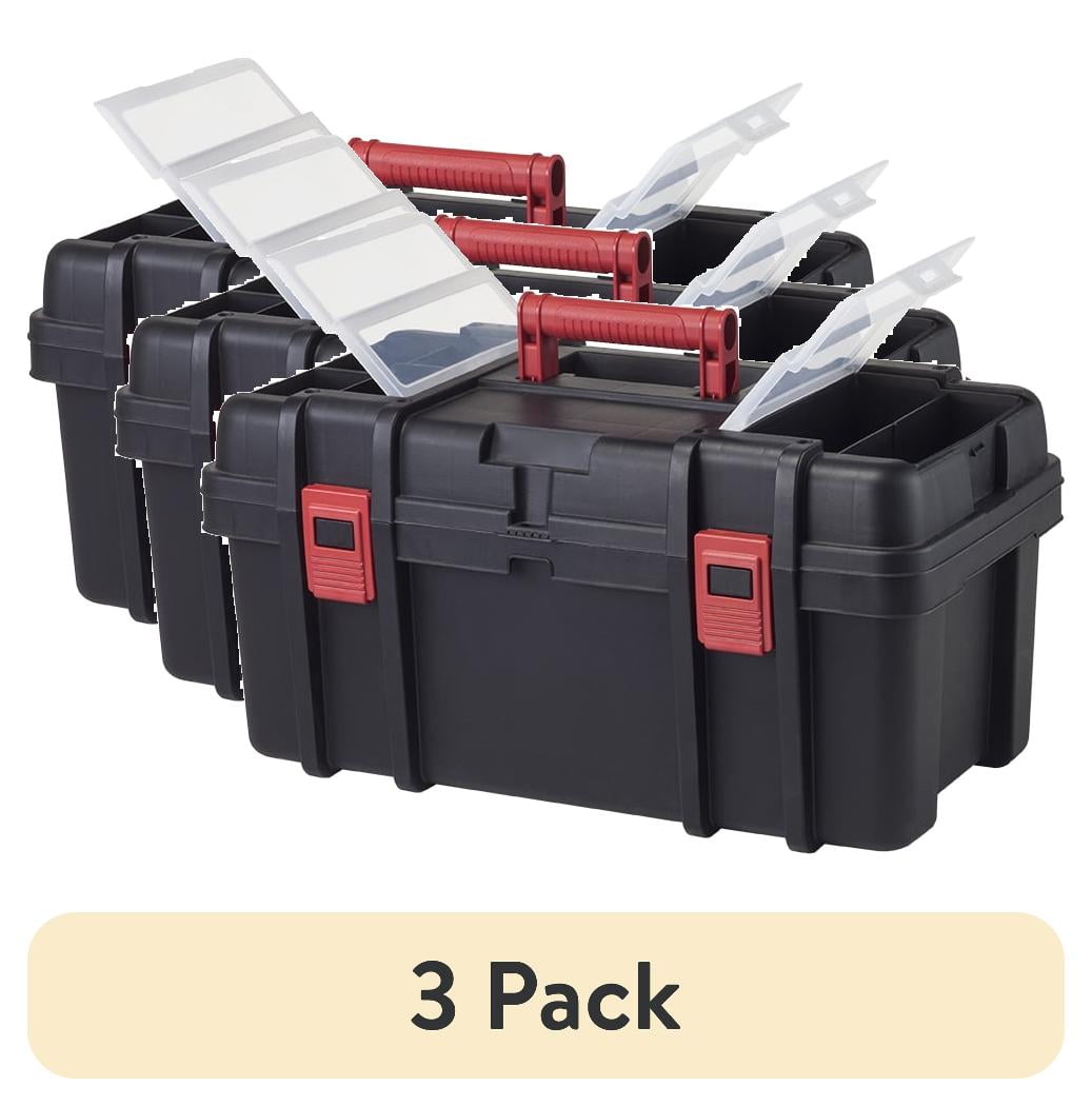 (3 pack) Hyper Tough 22-inch Toolbox, Plastic Tool and Hardware Storage ...