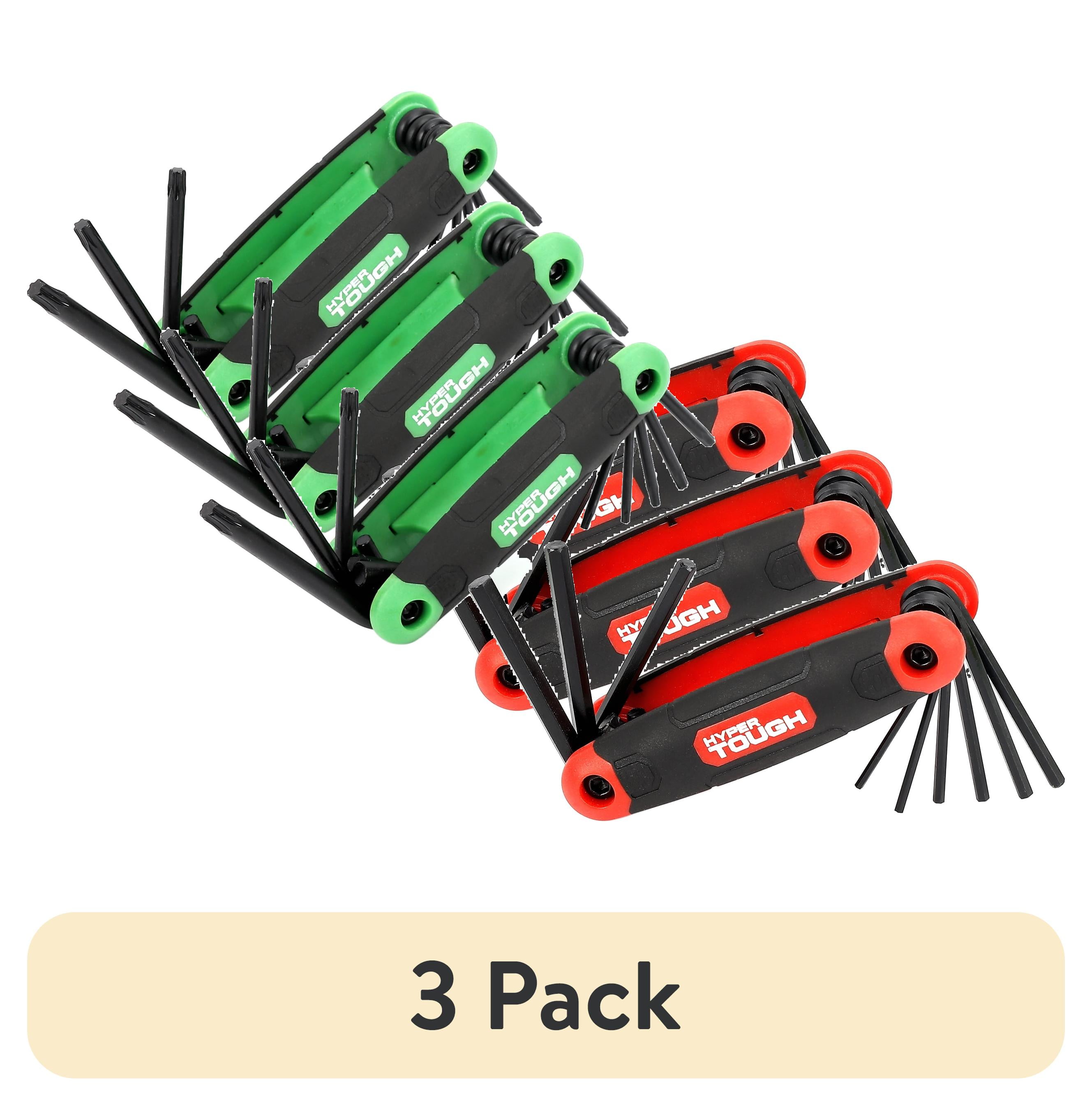 (3 pack) Hyper Tough 3-Pack Folding Hex Key Set with SAE Metric and ...
