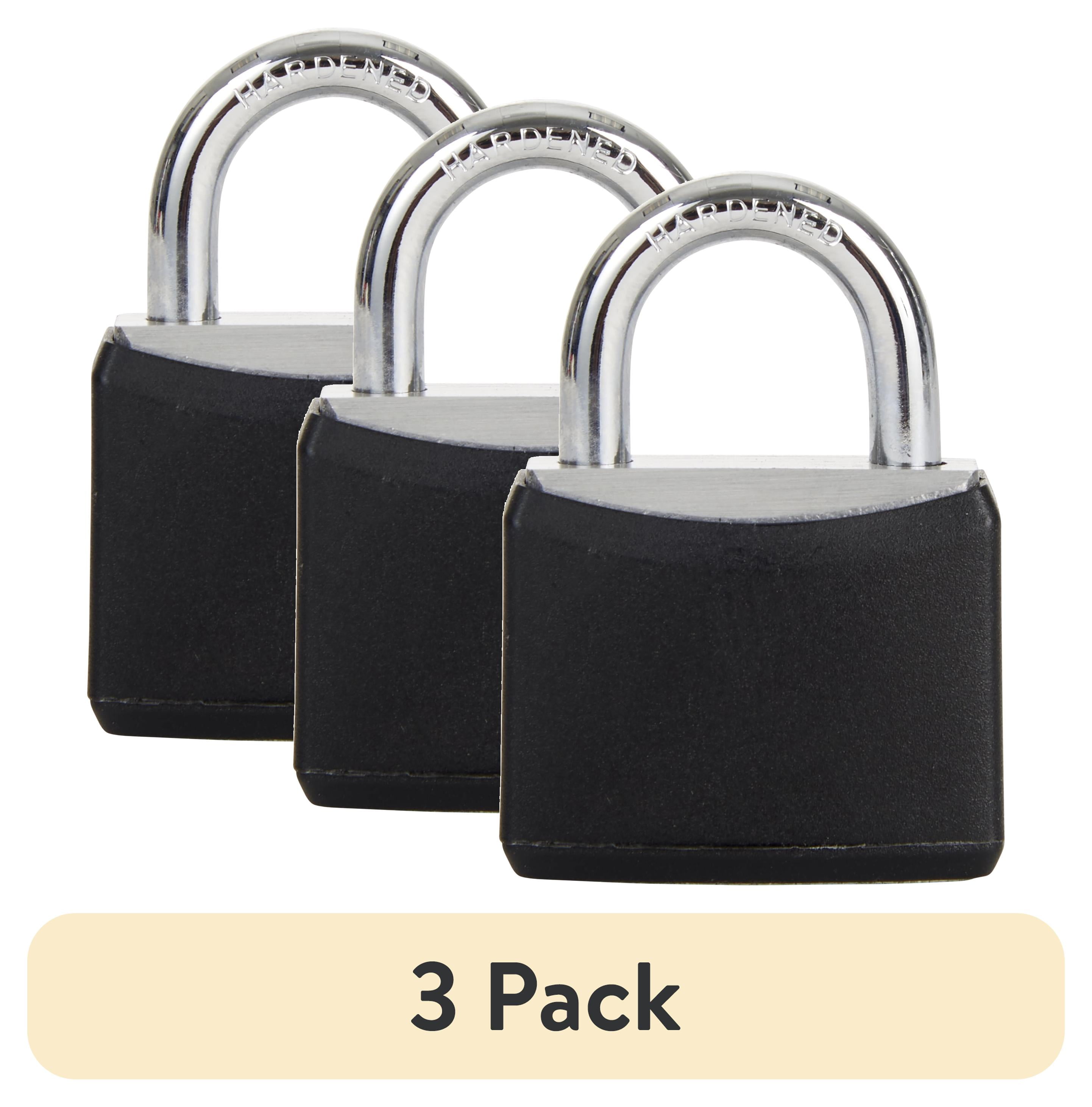 (3 pack) Hyper Tough Covered Aluminum 30mm Keyed Padlock with .5-in ...