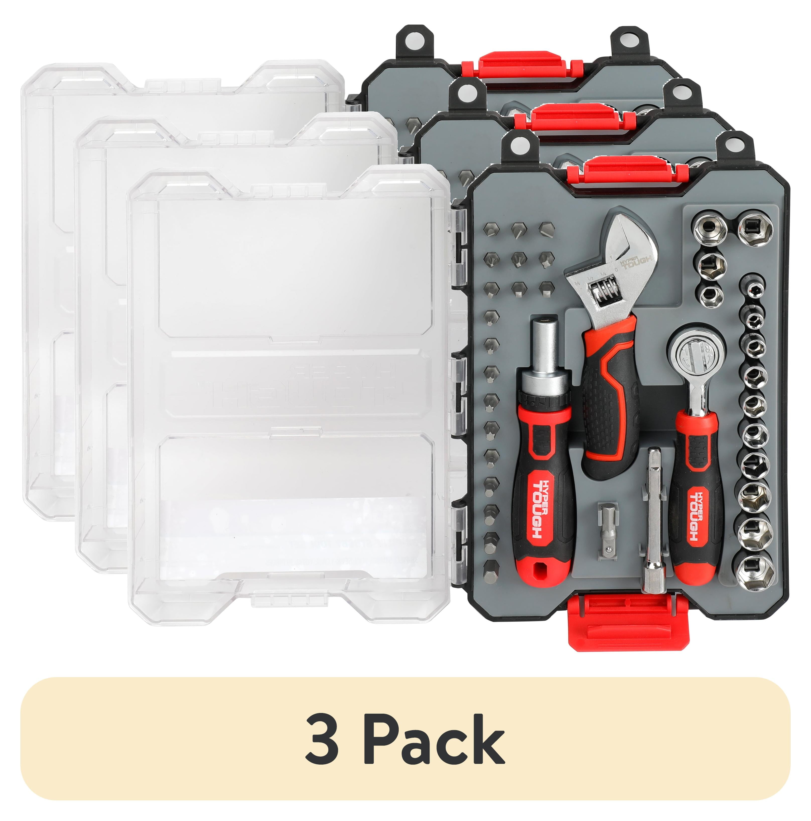 (3 pack) Hyper Tough 38-Piece Stubby Tool Set in Click Fit™ Case ...