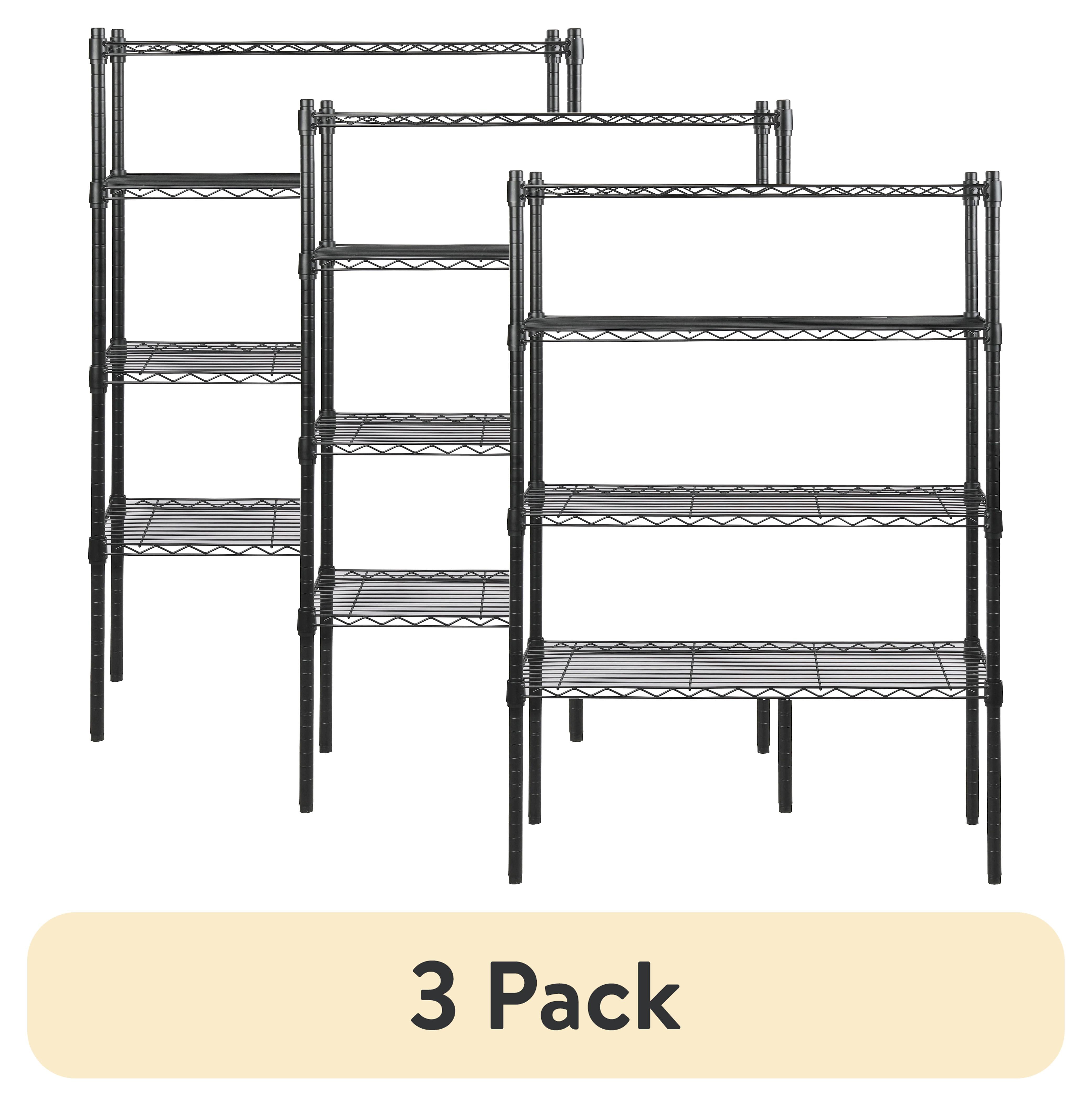 (3 pack) Hyper Tough 4 Tier Wire Shelf Unit, Black, 1400 lb. Capacity ...
