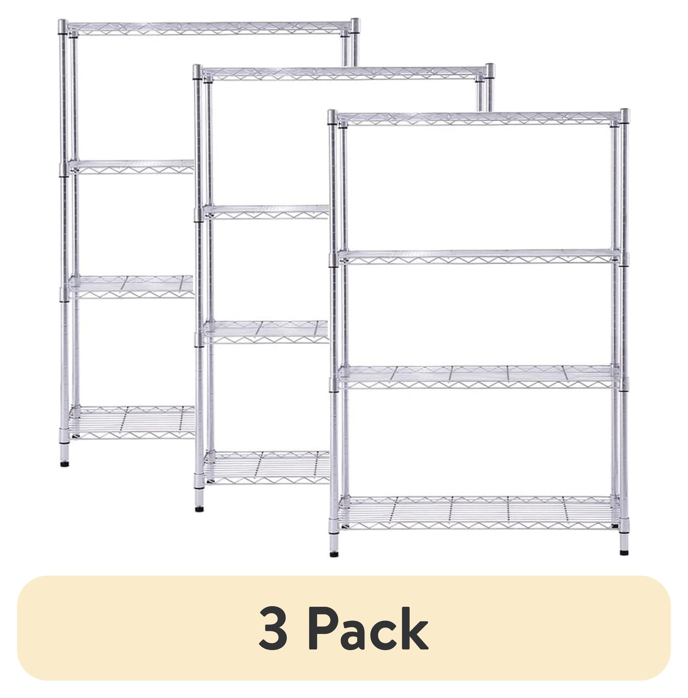 (3 pack) Hyper Tough 4 Tier Wire Shelf Unit, Chrome, 1400 lb. Capacity ...