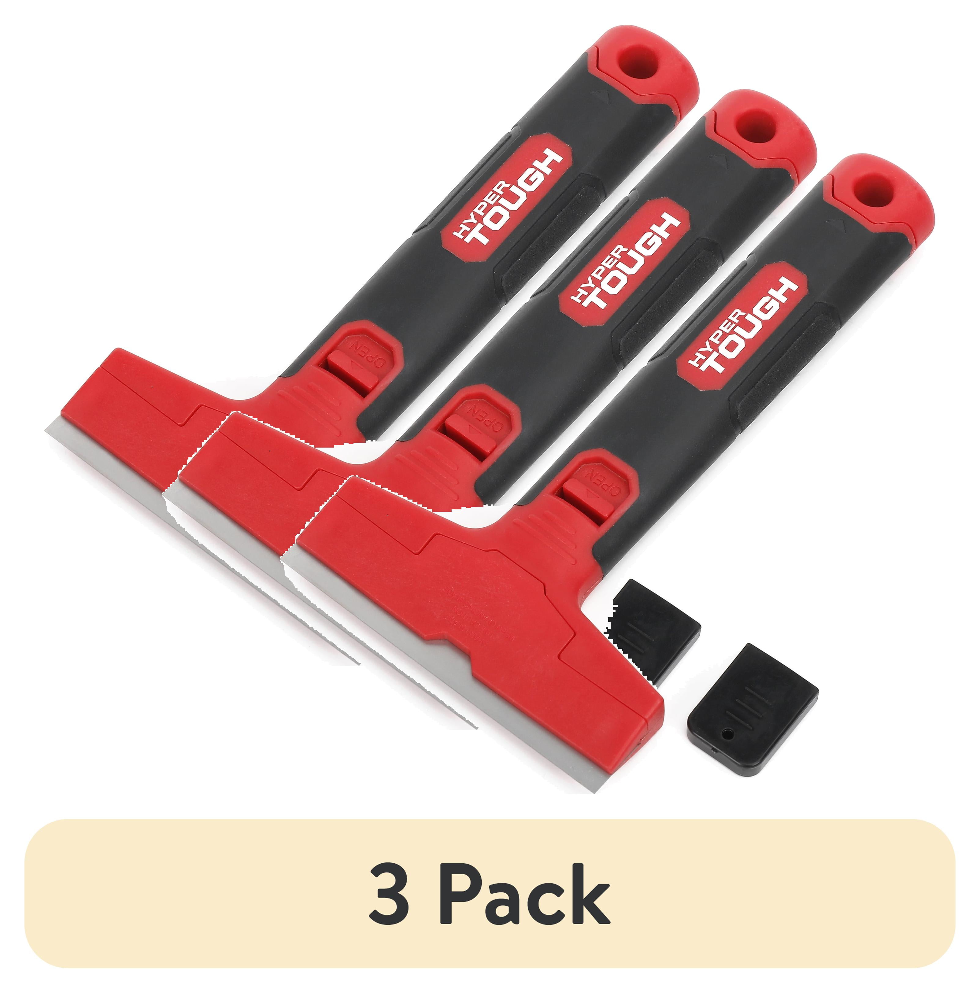 (3 pack) Hyper Tough 4 in Soft Grip Plastic Glass and Tile Scraper with ...
