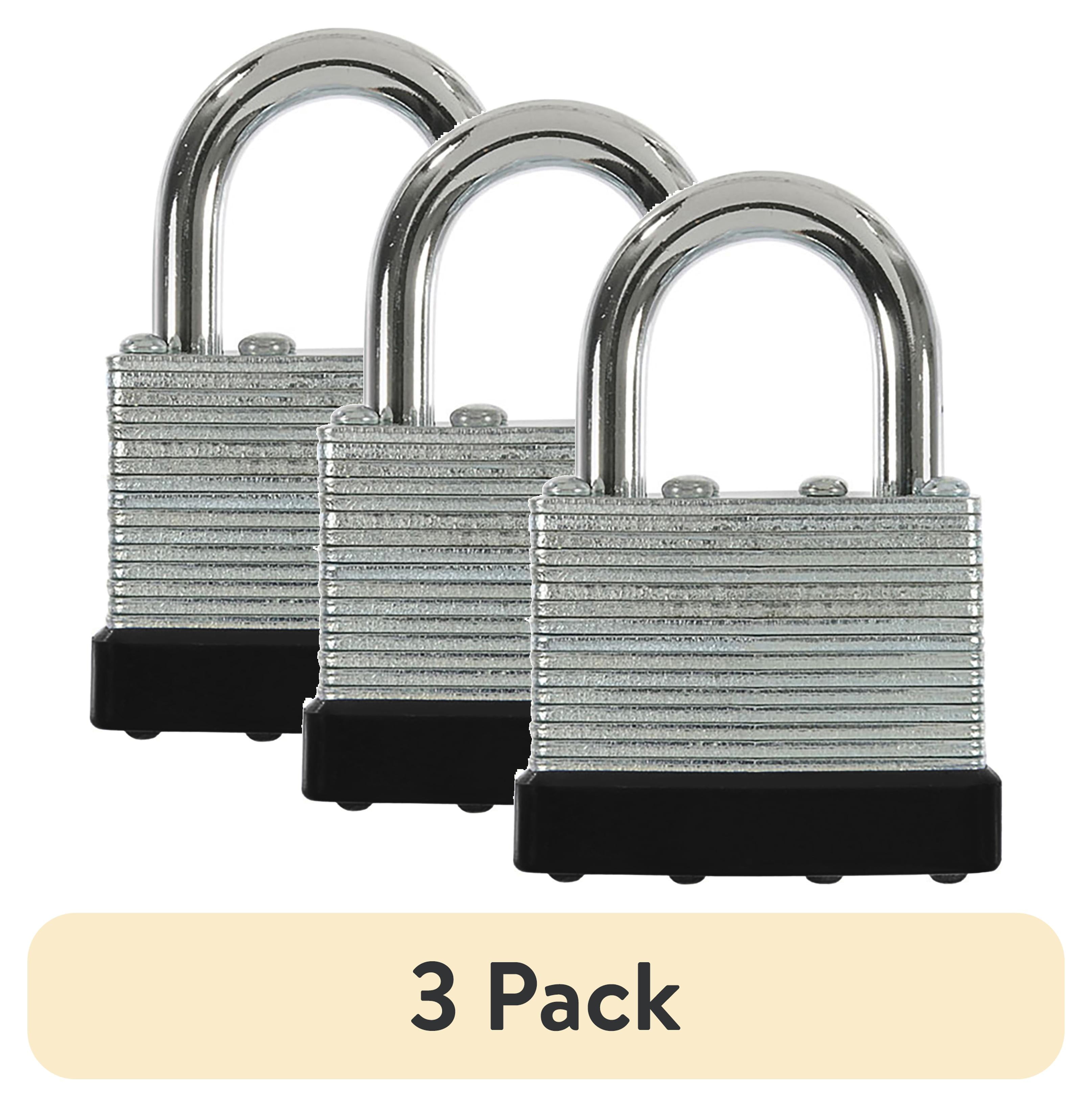 (3 pack) Hyper Tough 40mm Laminated Steel Padlock with 15/16in Shackle ...