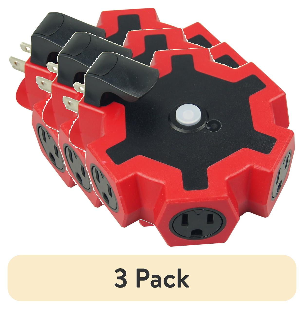 (3 pack) Hyper Tough 5-Outlet Outdoor Extension Cord Power Adapter with ...