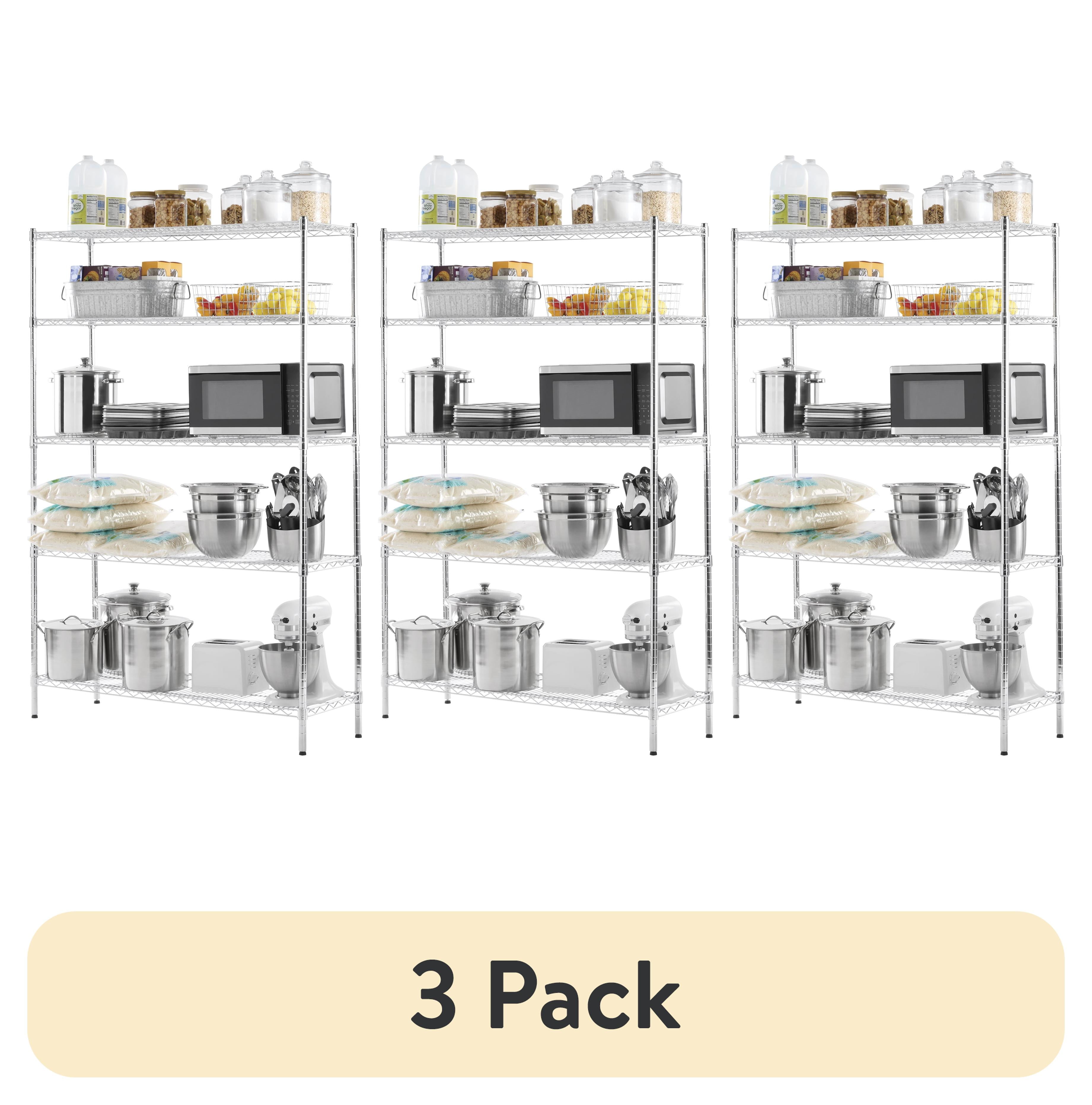 (3 pack) Hyper Tough 5-Tier Multipurpose Wire Shelving Rack, Chrome ...