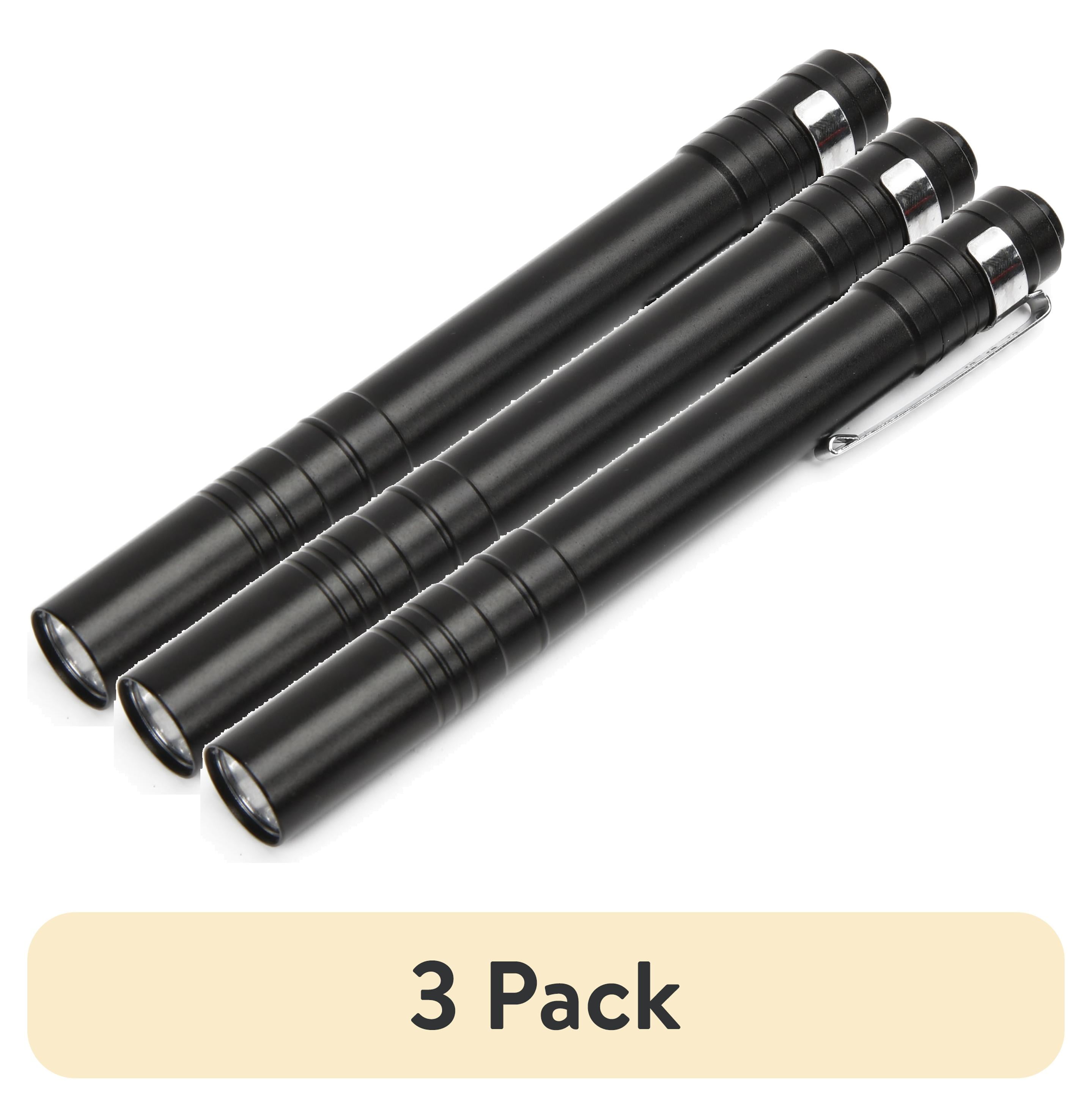 (3 pack) Hyper Tough Aluminum Pen Flashlight with Clip, LED, Black or ...