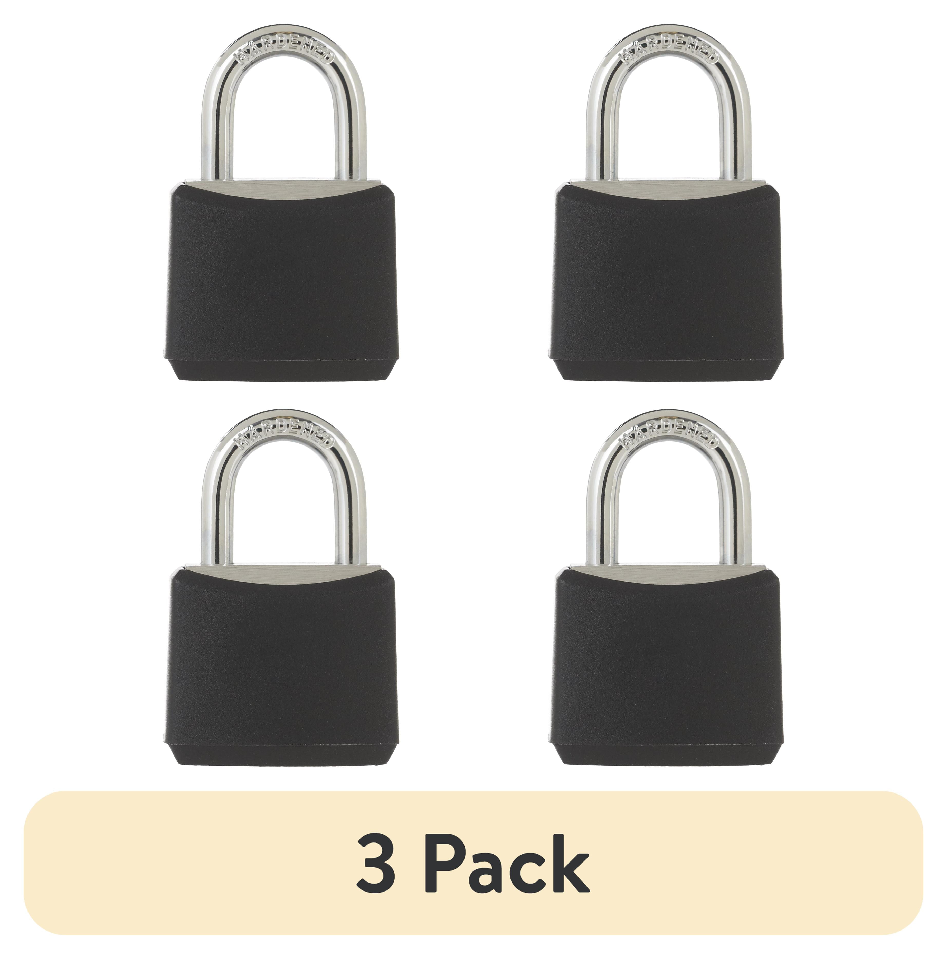 (3 pack) Hyper Tough Covered Aluminum 20mm Keyed Padlock with 7/16in ...