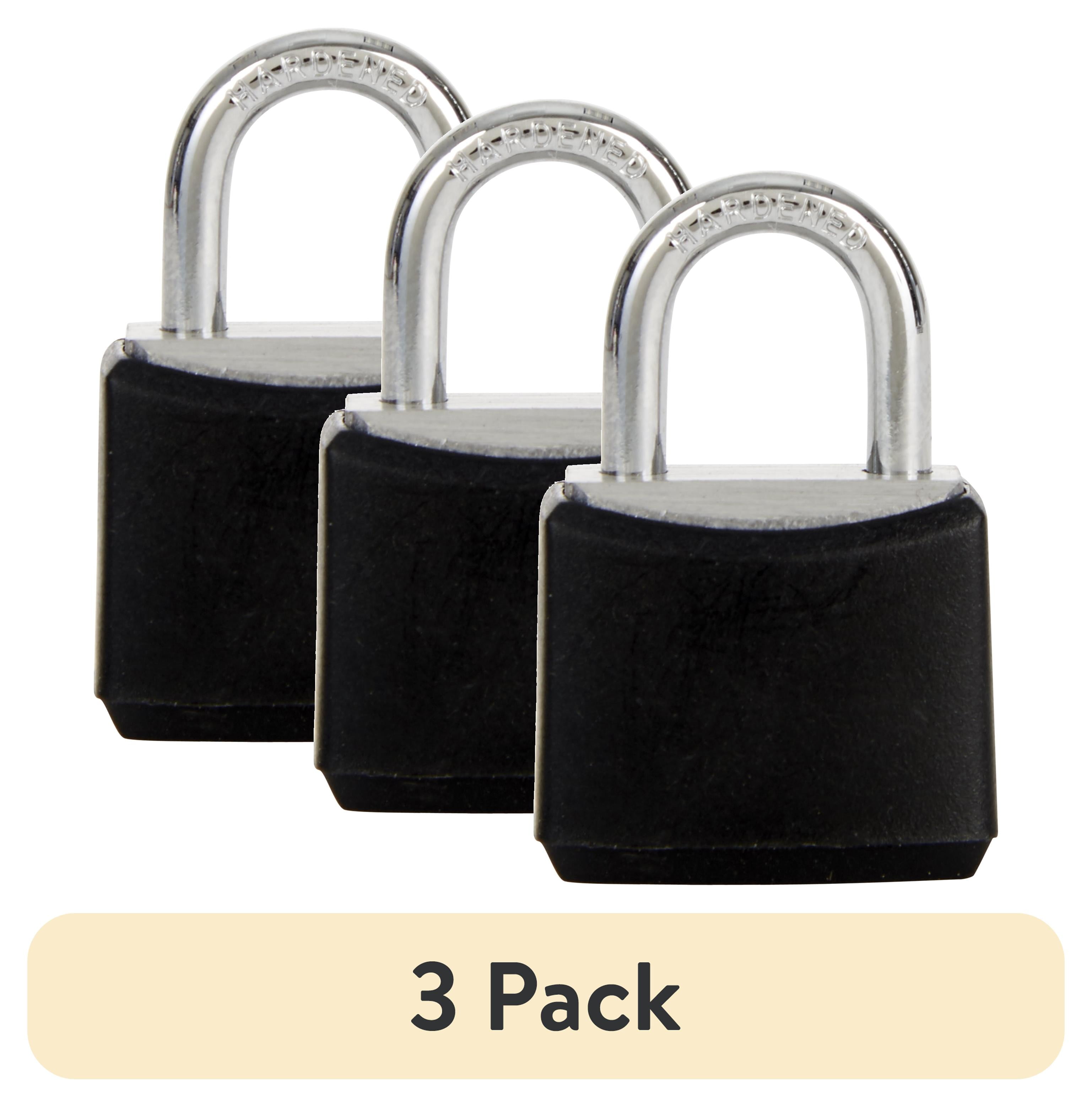 (3 pack) Hyper Tough Covered Aluminum Padlock 20mm Body with 7/16in ...