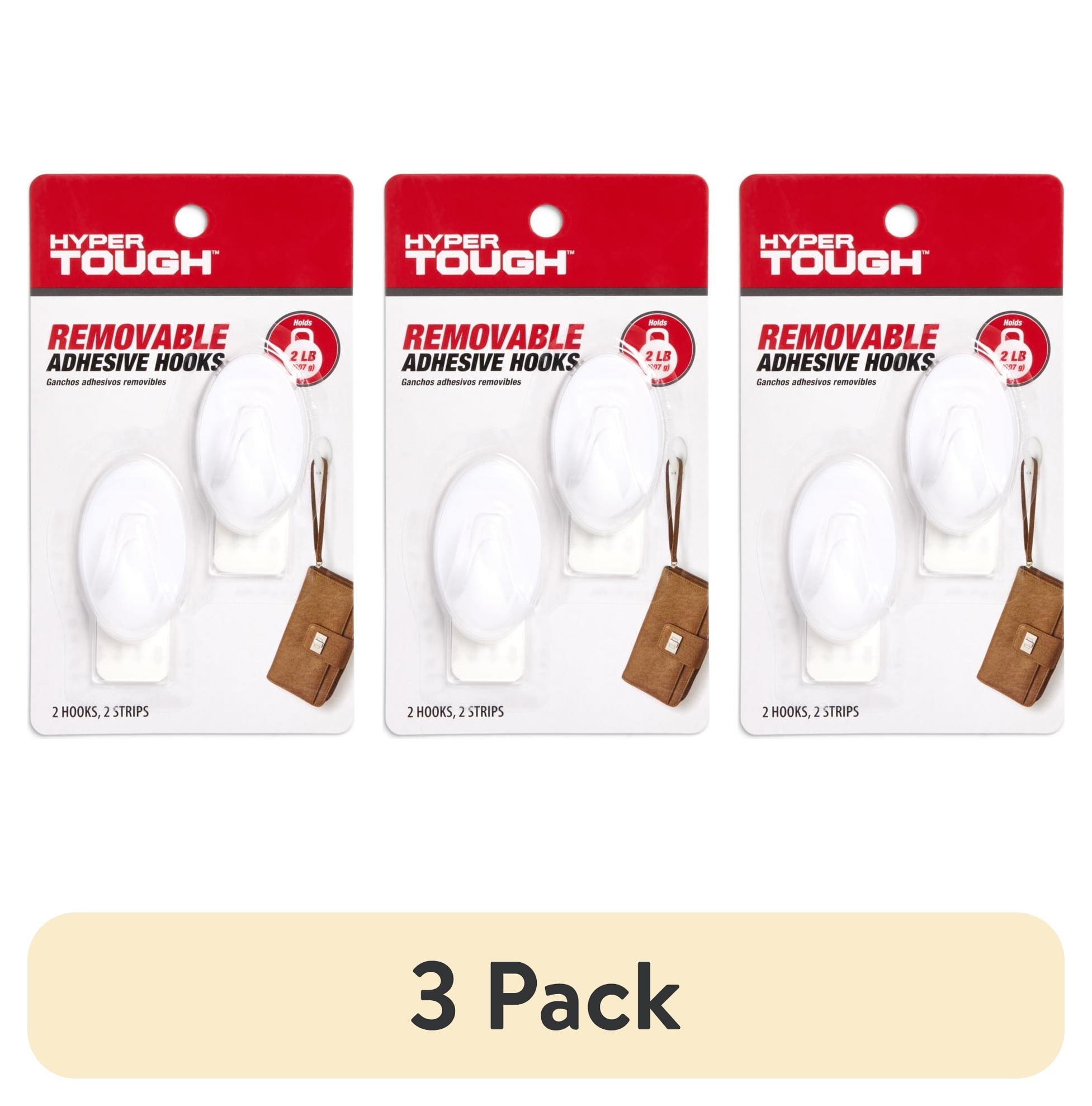(3 pack) Hyper Tough Medium Removable Self-Adhesive Hook, Oval Plastic ...