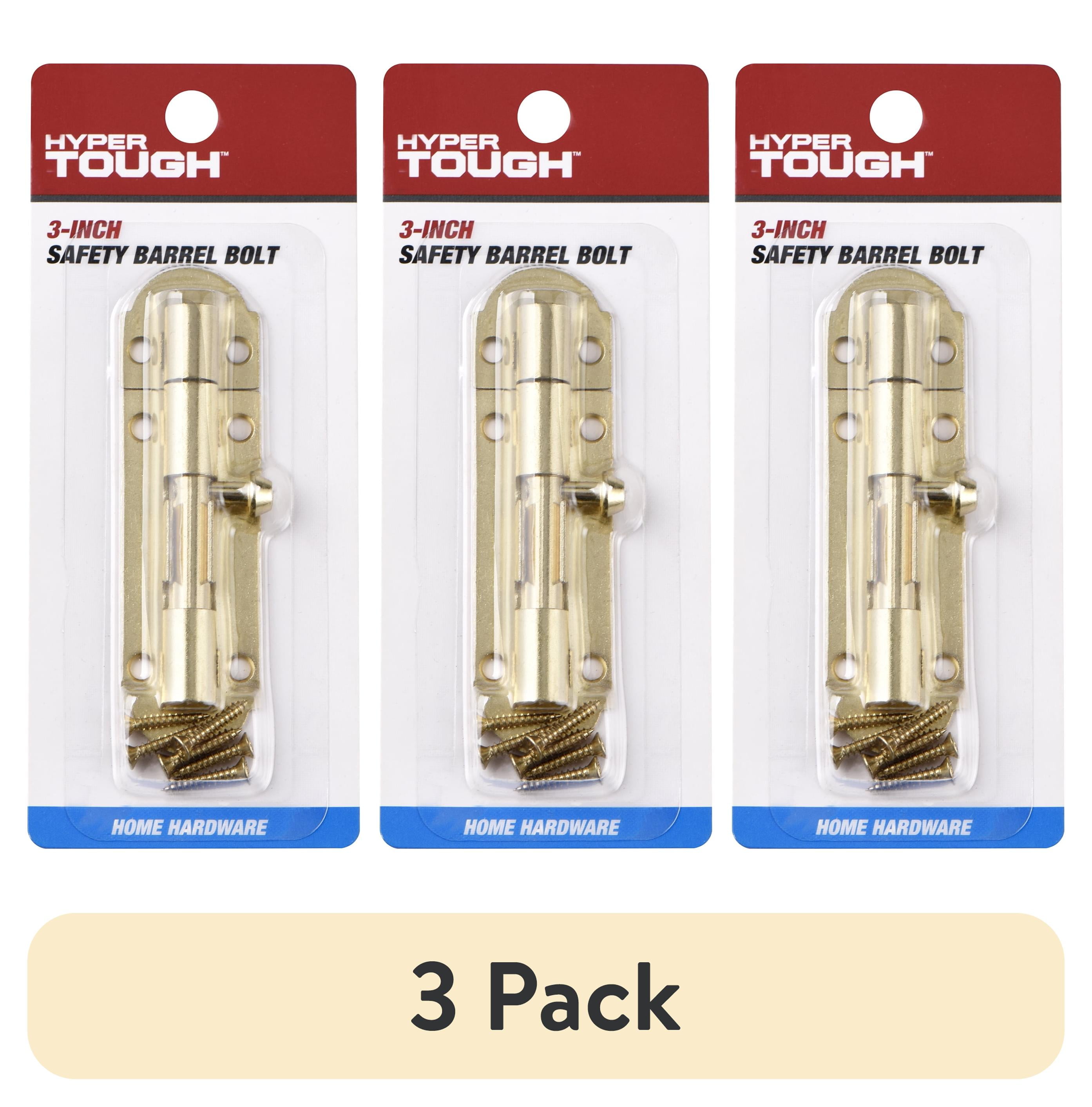 (3 pack) Hyper Tough New 3 in. Steel Safety Barrel Bolt, Brass Plated ...