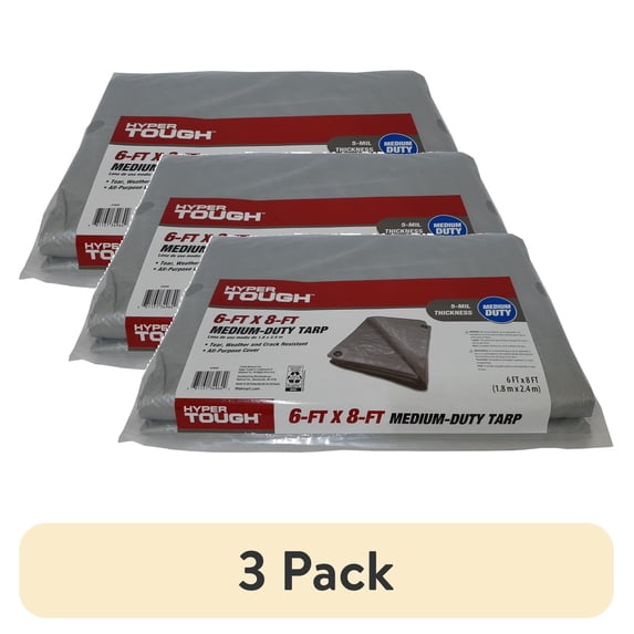 (3 pack) Hyper Tough Weather Resistant Medium Duty 6 x 8 ft ...