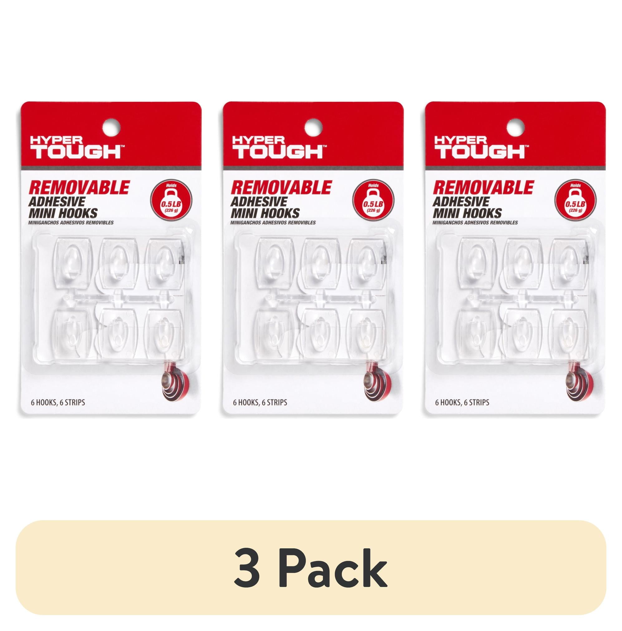 (3 pack) Hyper Tough Mini Removable Self-Adhesive Hooks, Square Plastic ...