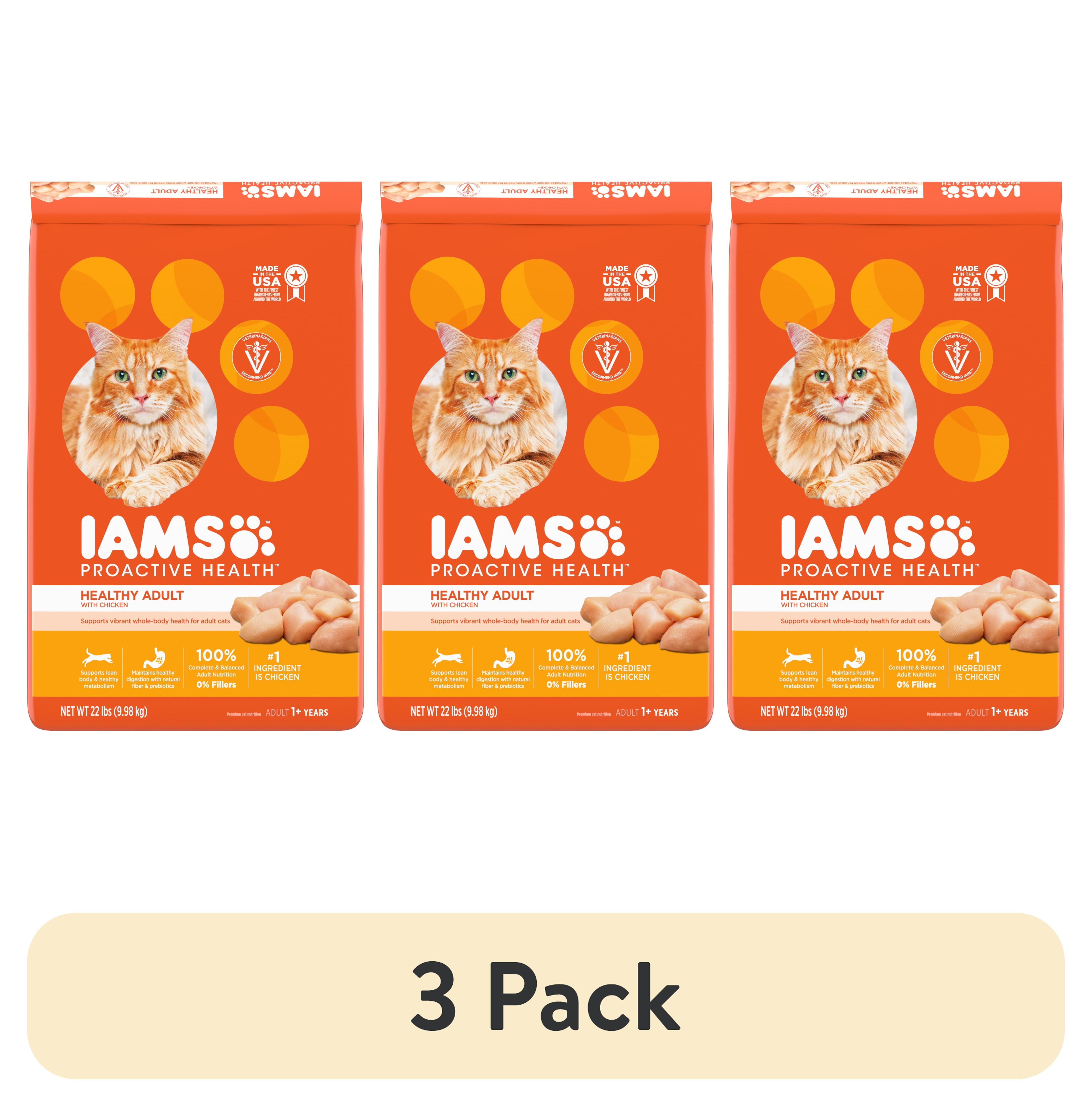(3 pack) Iams Proactive Health Chicken Dry Cat Food, 22 Lb Bag ...