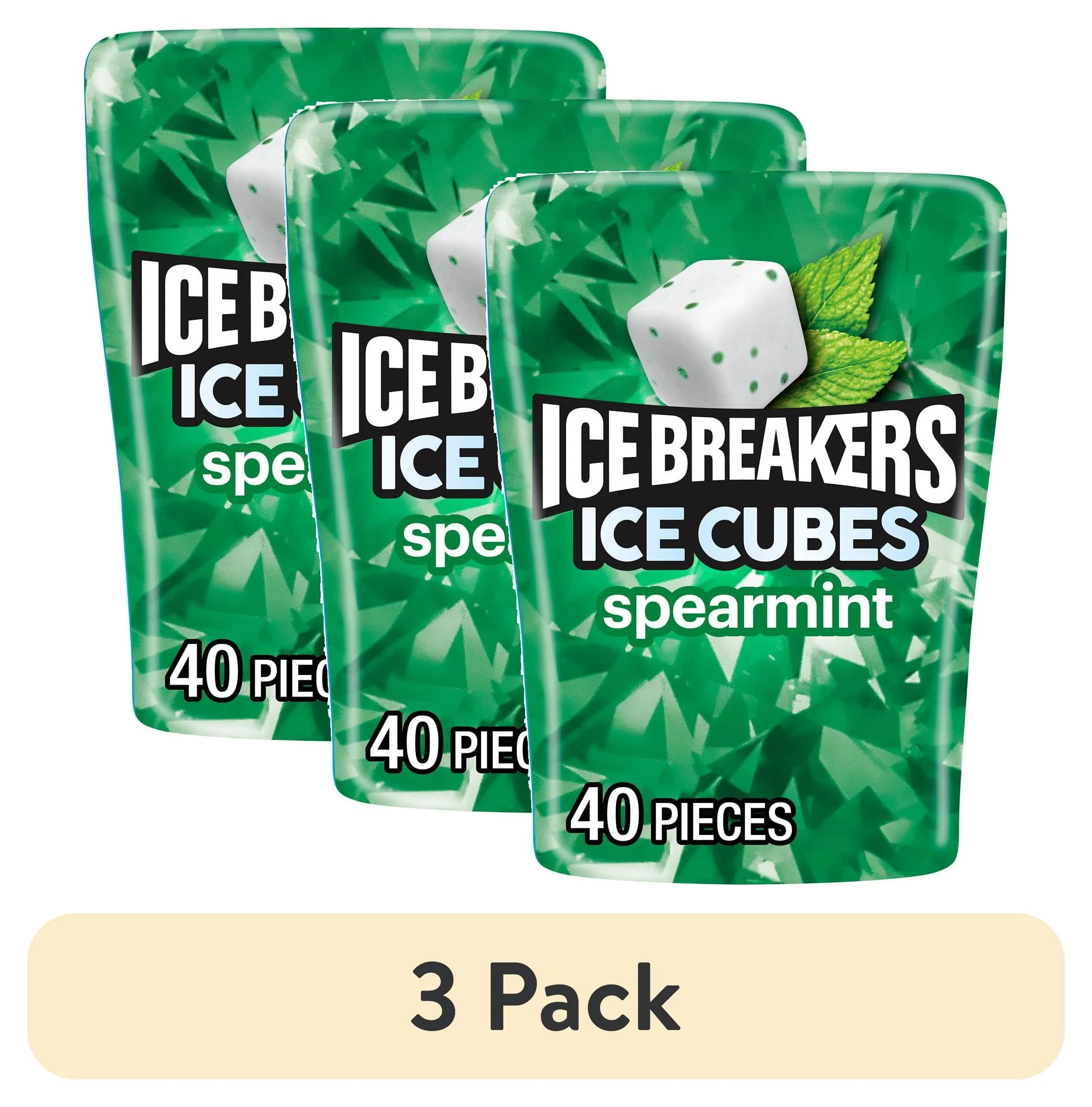 (3 pack) Ice Breakers Ice Cubes Spearmint Flavored Sugar Free Chewing ...
