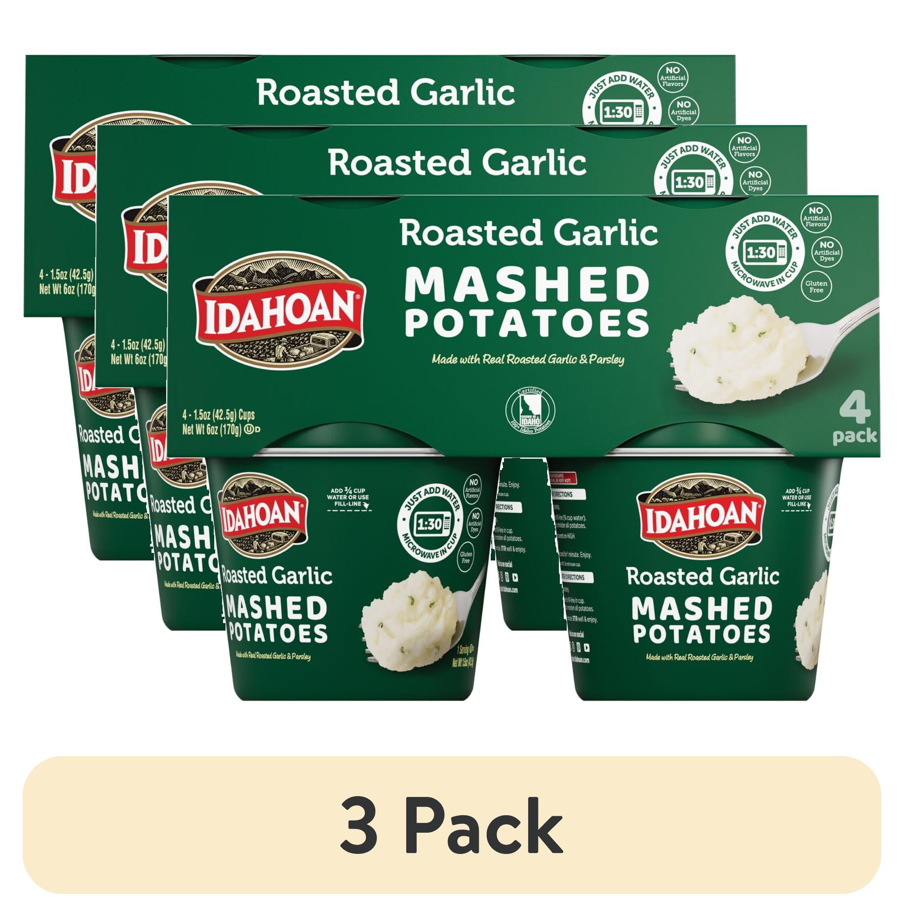 (3 pack) Idahoan Roasted Garlic Mashed Potatoes Cups, 1.5 oz, 4 Count ...
