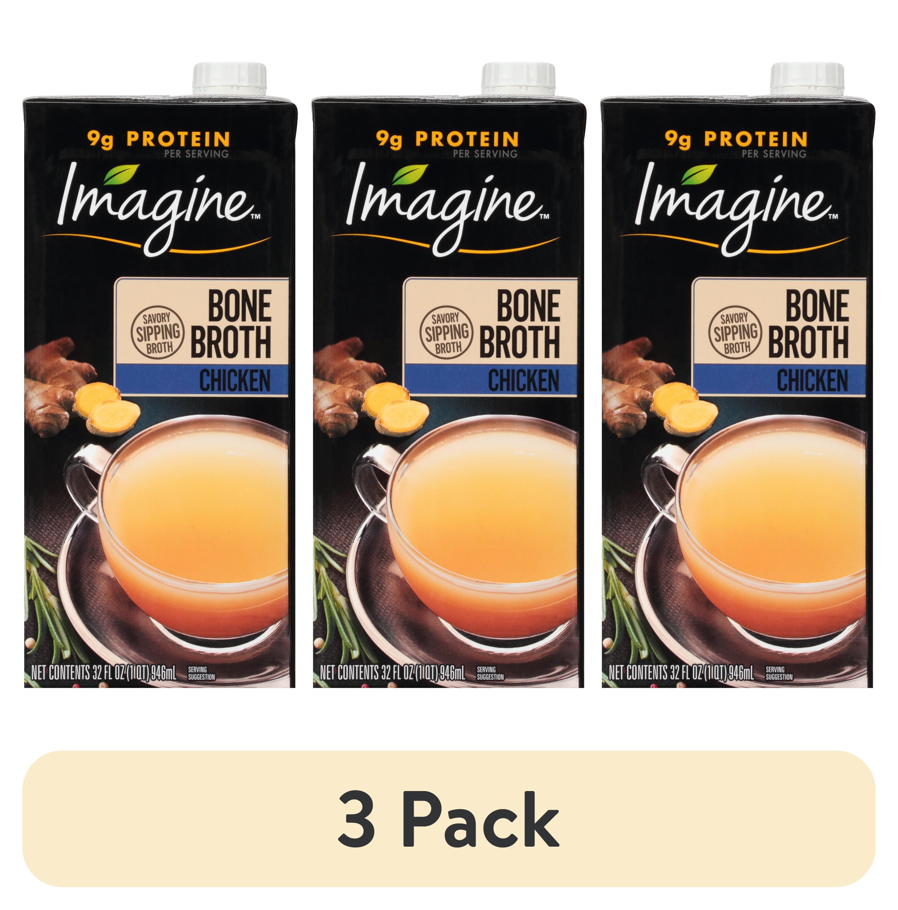 (3 pack) Imagine Gluten-Free Fat-Free Bone Chicken Broth, 32 fl oz ...