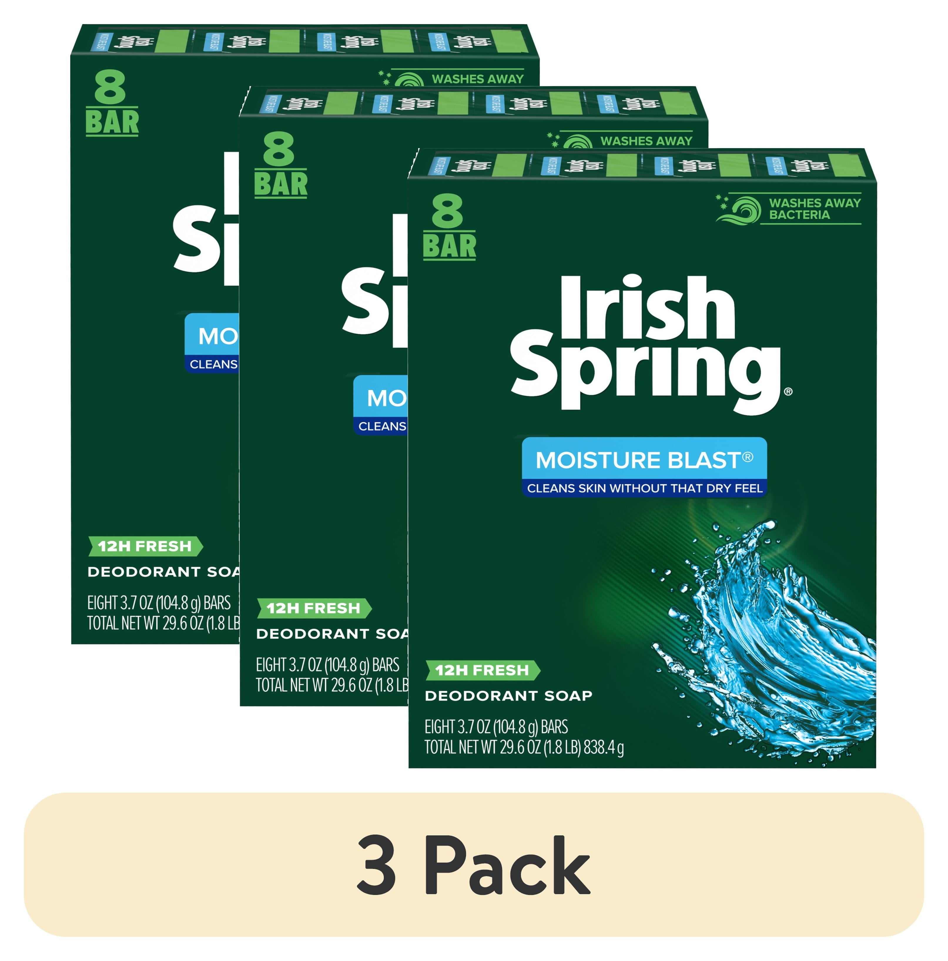 (3 pack) Irish Spring Moisture Blast Deodorant Bar Soap for Men, All ...