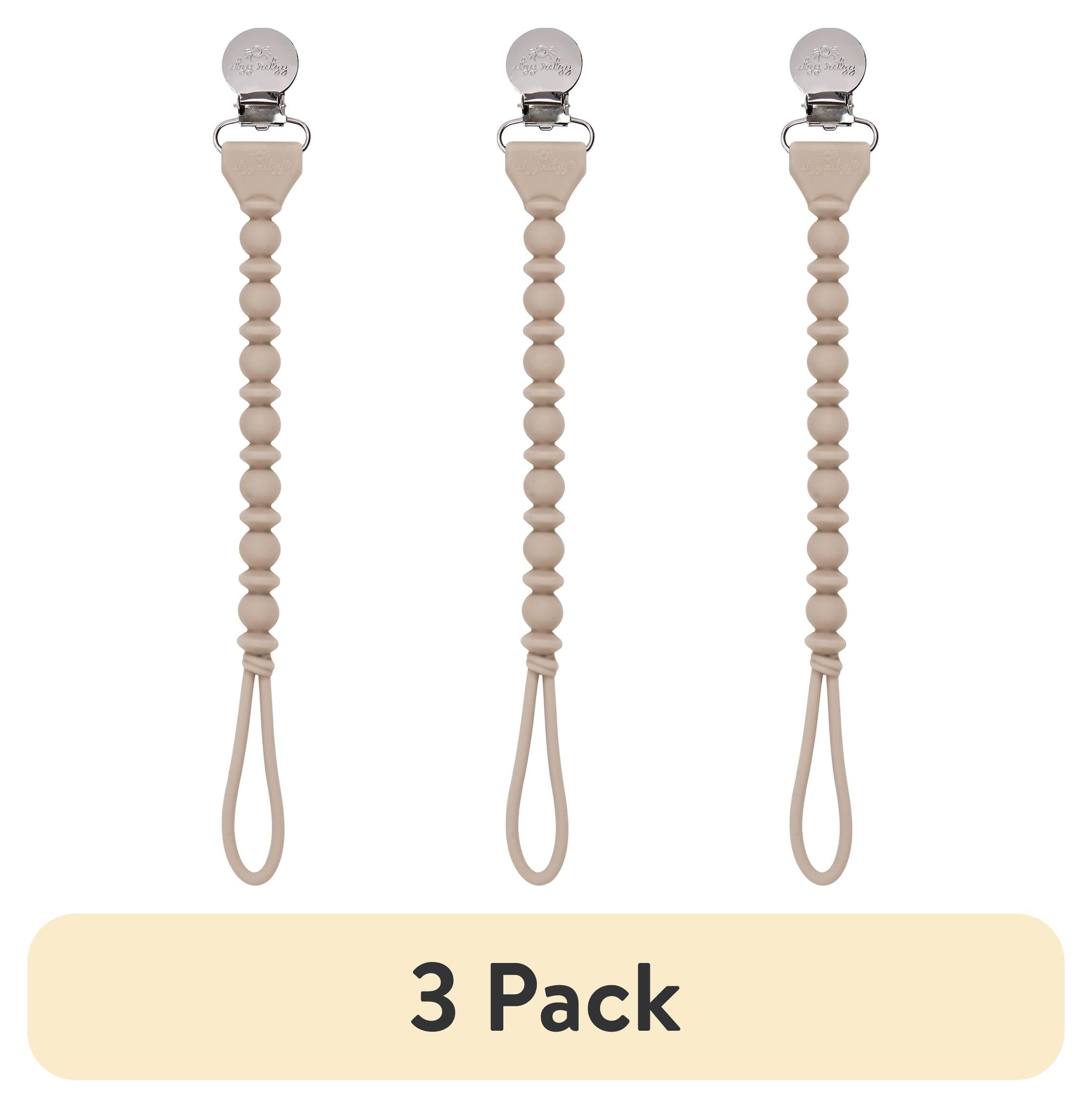 (3 pack) Itzy Ritzy Sweetie Strap Beaded Silicone Pacifier Clip, Unisex ...