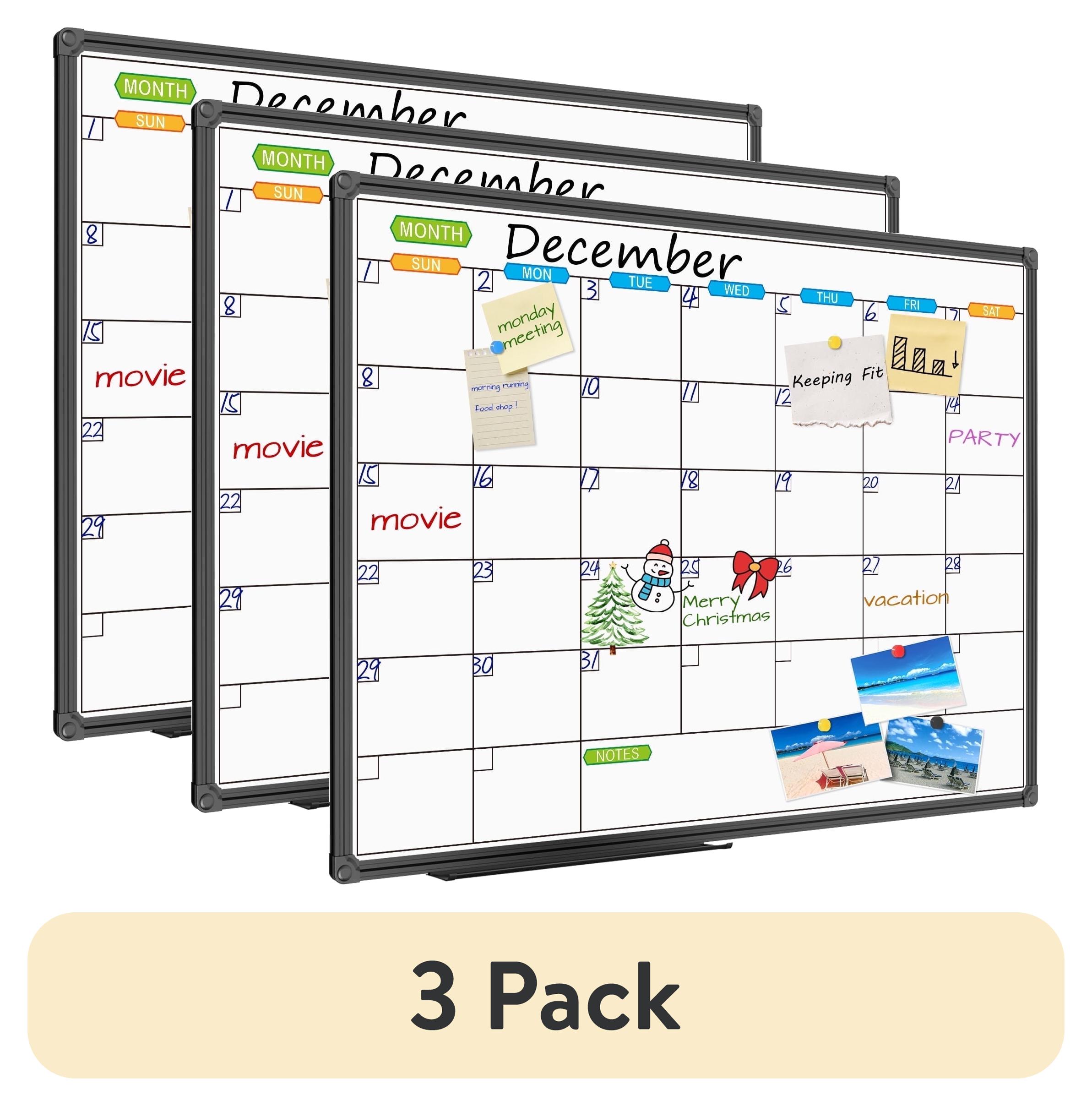 (3 pack) JILoffice Dry Erase Calendar 36" x24" Mangetic White Board ...