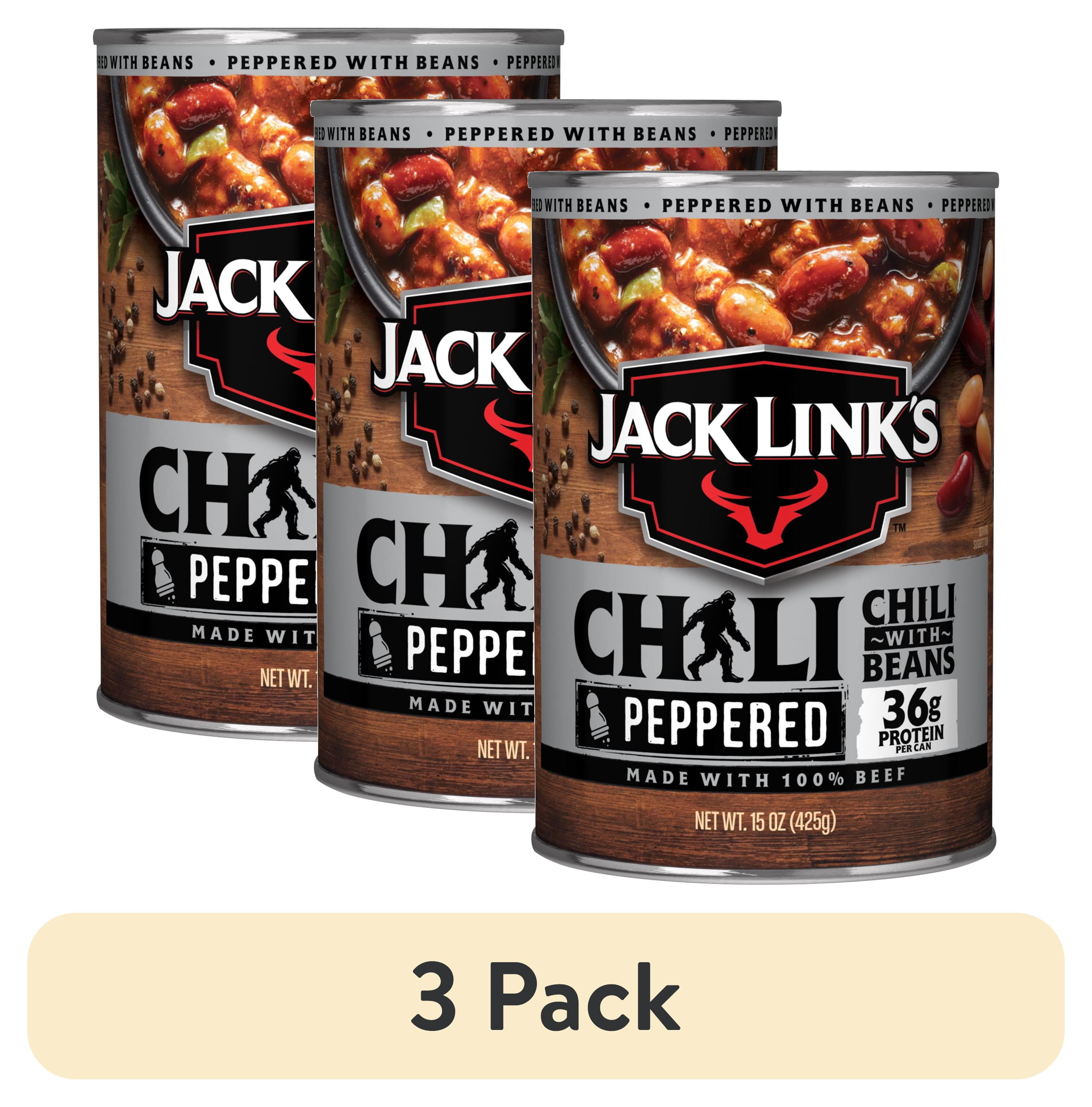 (3 pack) Jack Link's Peppered Chili with Beans, 15 ounce, 36 grams of ...
