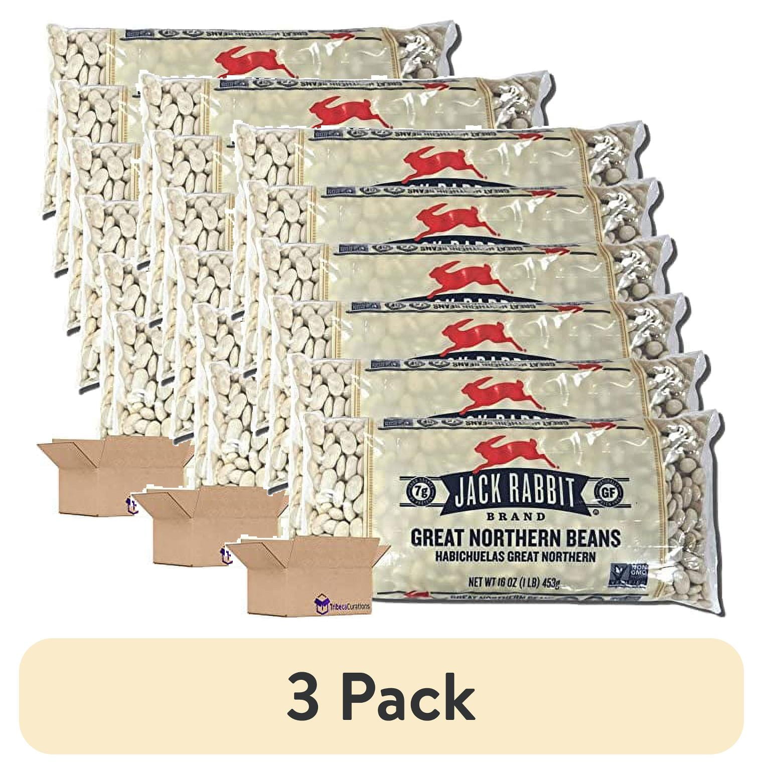 (3 pack) Jack Rabbit Great Northern Beans Value Pack | 16 Ounce Bag ...
