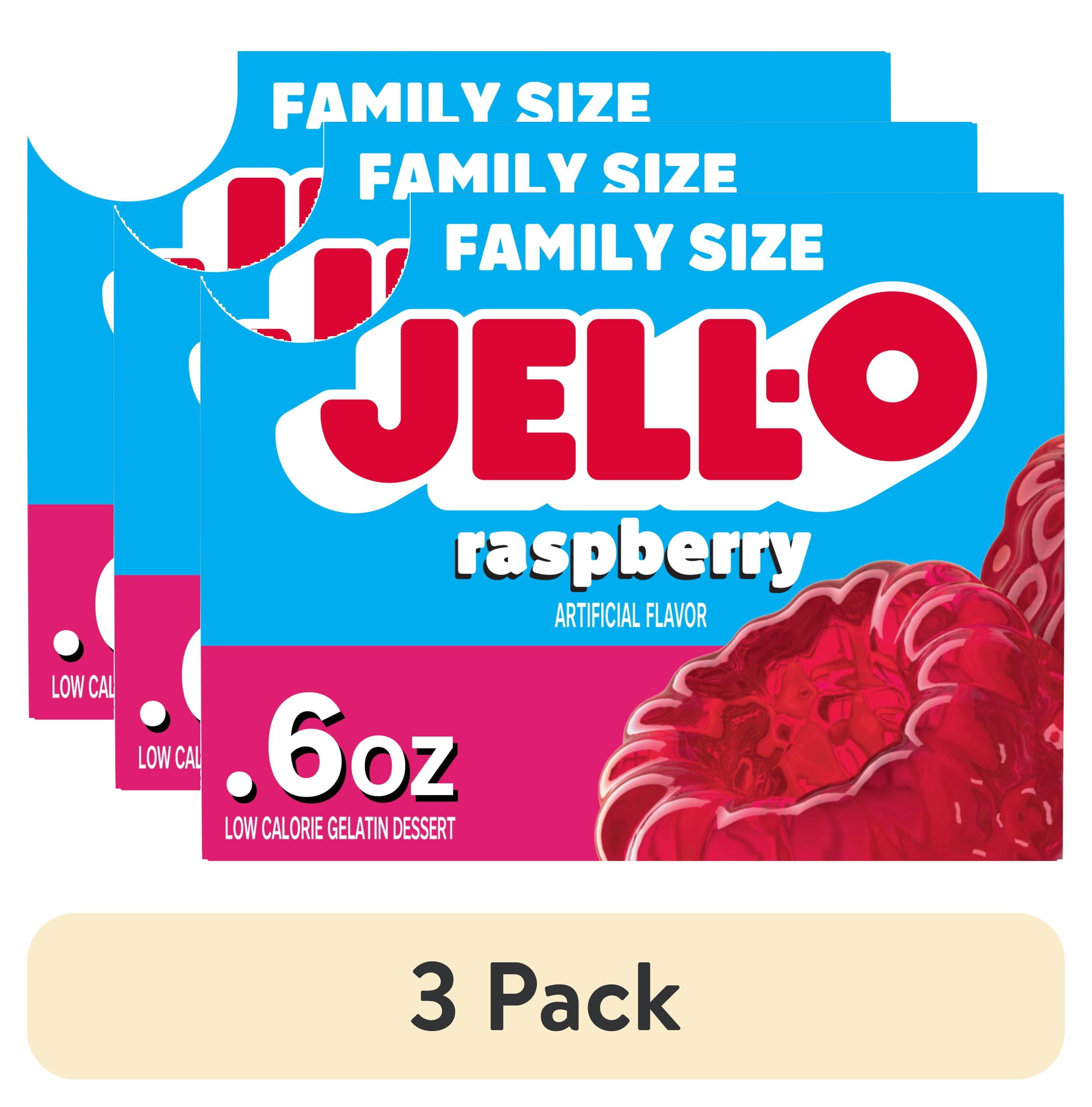 (3 pack) Jell-O Raspberry Zero Sugar Gelatin Dessert Mix, Family Size ...