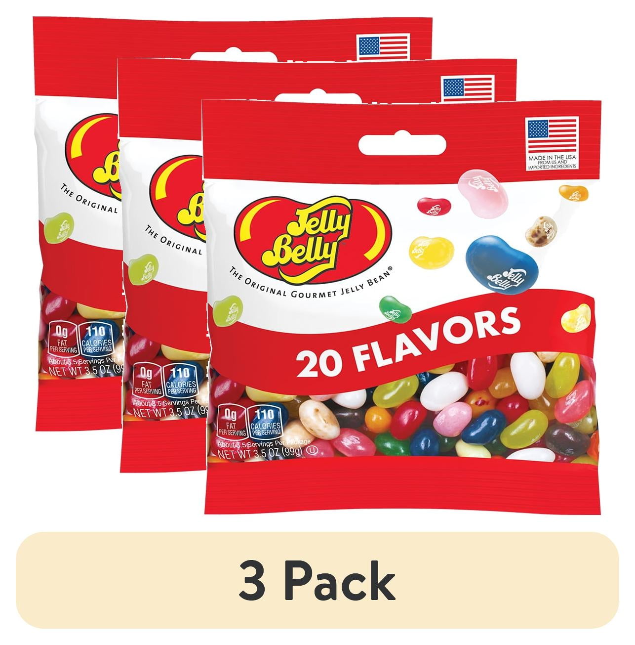 (3 pack) Jelly Belly 20 Flavor Assorted Jelly Beans - 3.5 oz Grab & Go ...
